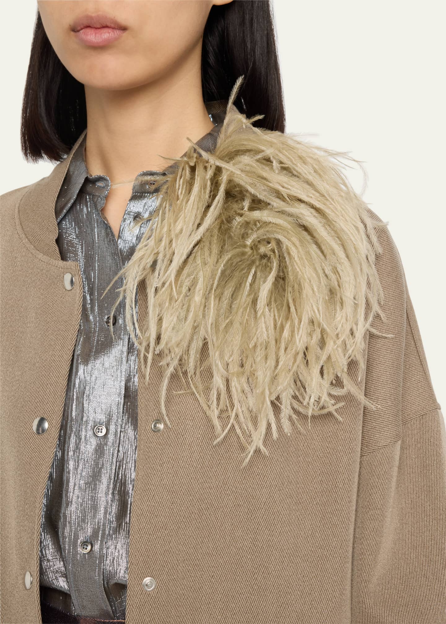 INDRESS Ostrich Feather Brooch - Bergdorf Goodman