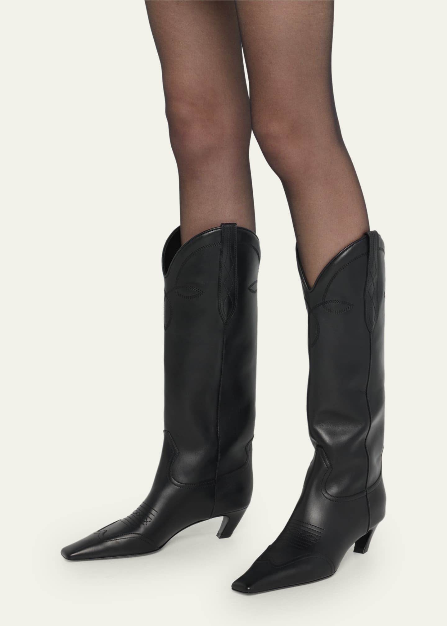 Khaite Dallas Calfskin Western Knee Boots - Bergdorf Goodman