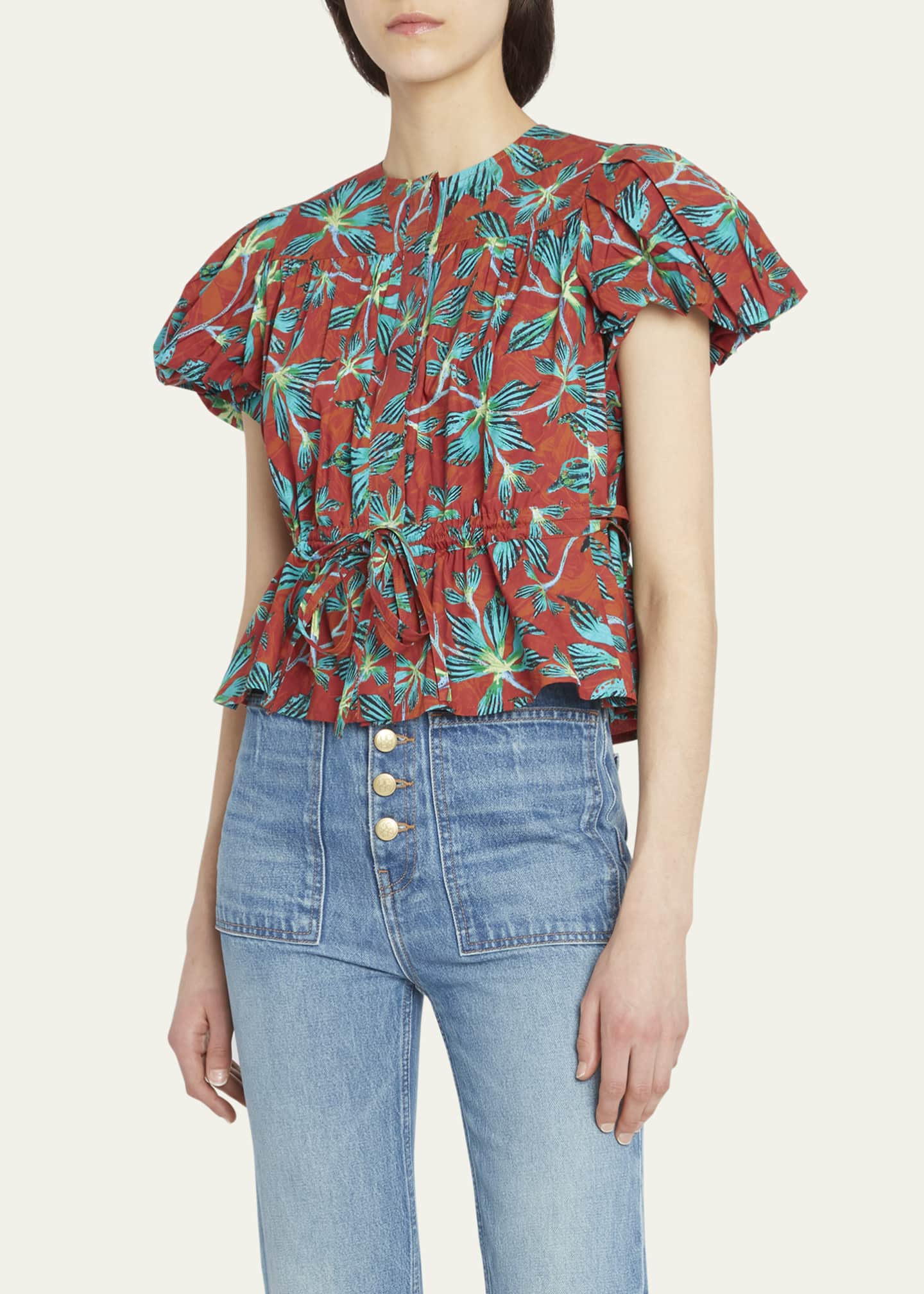 Ulla Johnson Mila Cotton Poplin Drawstring-Waist Top - Bergdorf Goodman