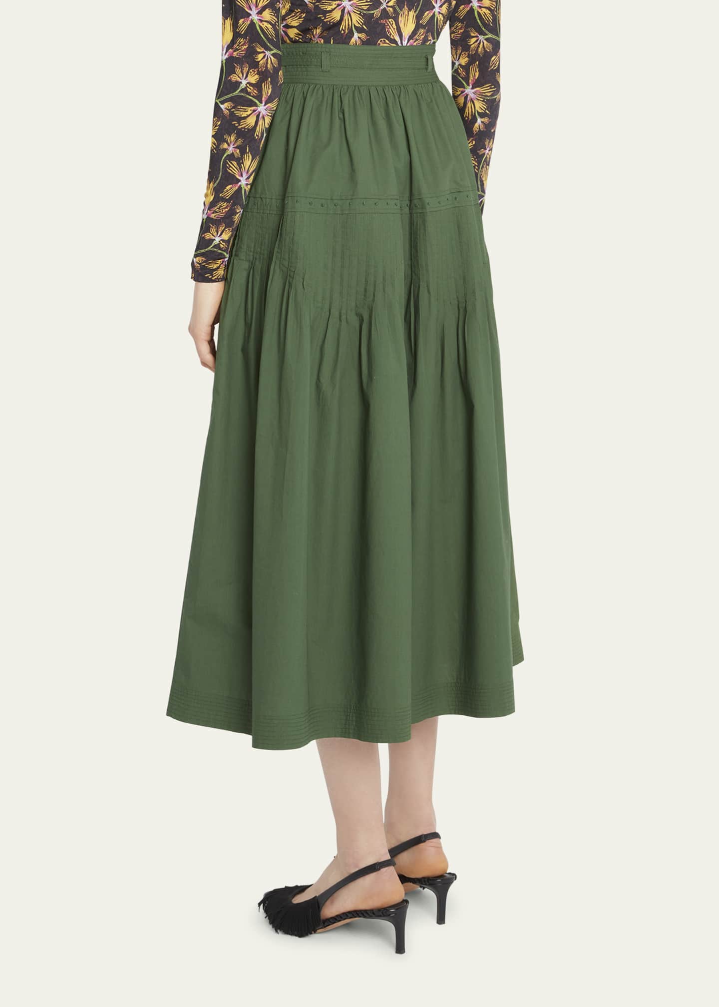 Ulla Johnson Blythe Tie-Belt Embroidered Cotton Midi Skirt - Bergdorf ...