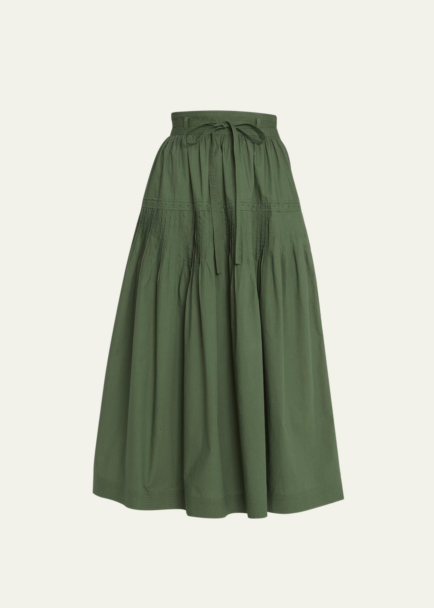 Ulla Johnson Blythe Tie-Belt Embroidered Cotton Midi Skirt - Bergdorf ...