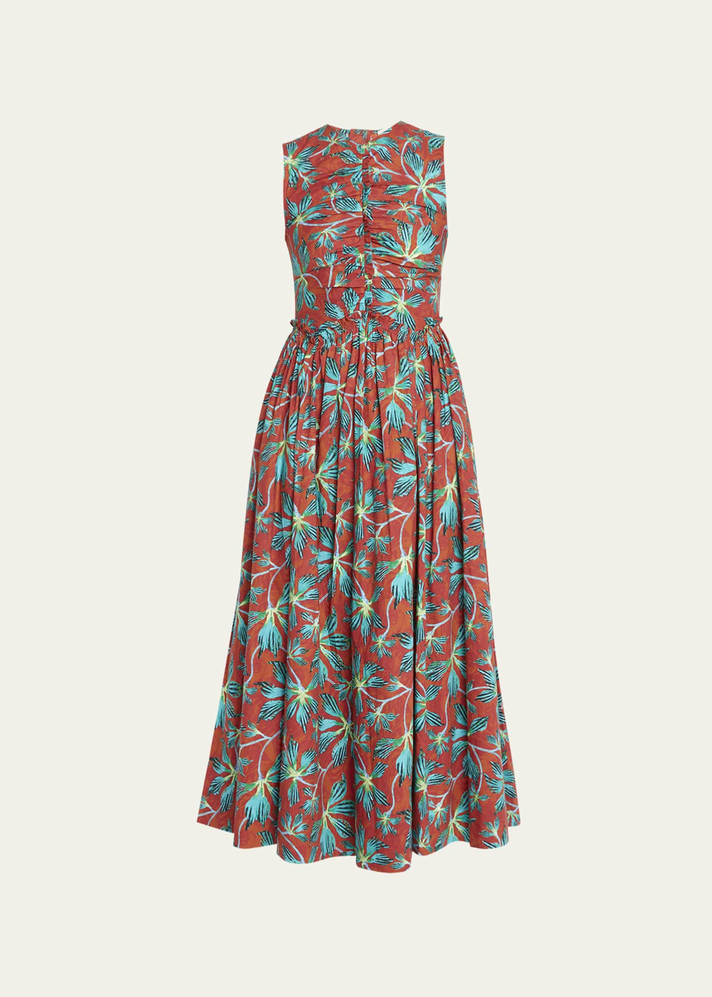 Ulla Johnson Mimi Sleeveless Floral Poplin Midi Dress - Bergdorf Goodman