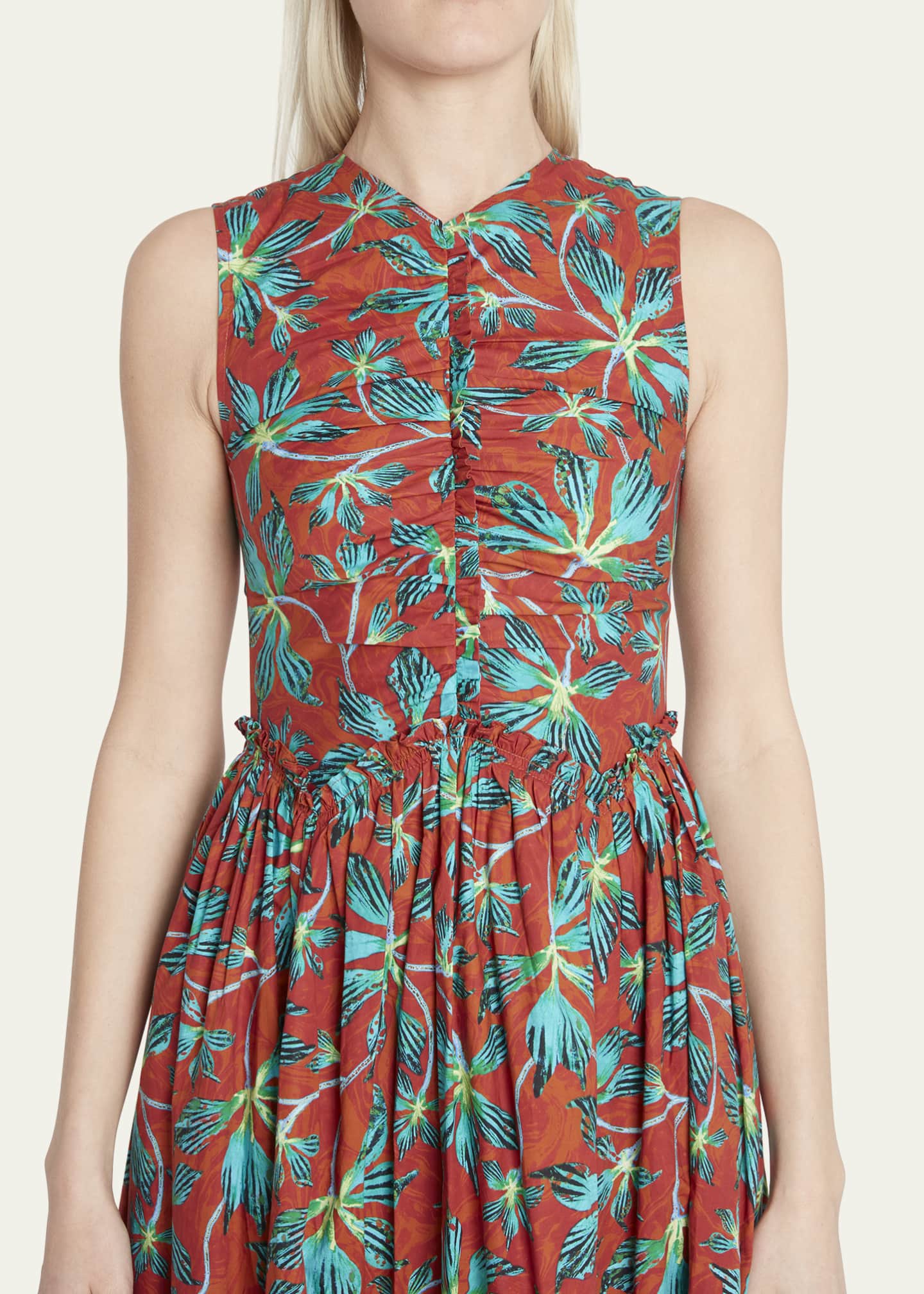 Ulla Johnson Mimi Sleeveless Floral Poplin Midi Dress - Bergdorf Goodman