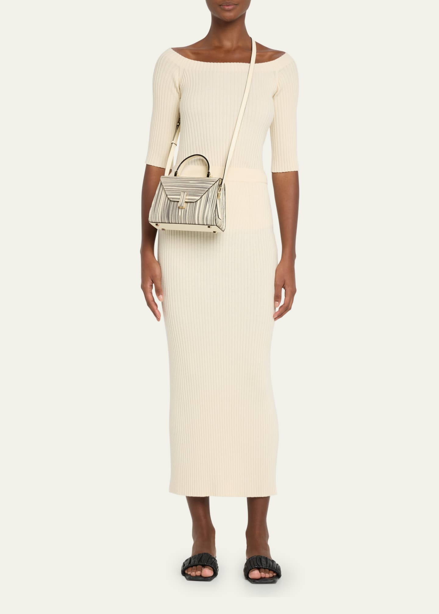 Valextra Iside Micro Striped Leather Top-Handle Bag - Bergdorf Goodman