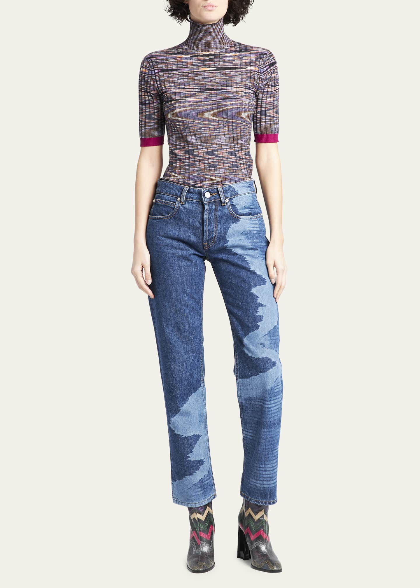 Missoni Wavy-Print Denim Straight-Leg Jeans - Bergdorf Goodman