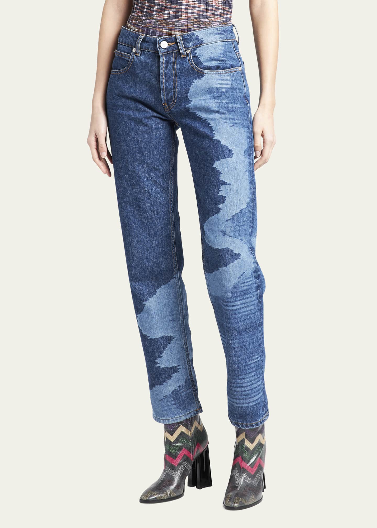 Missoni Wavy-Print Denim Straight-Leg Jeans - Bergdorf Goodman