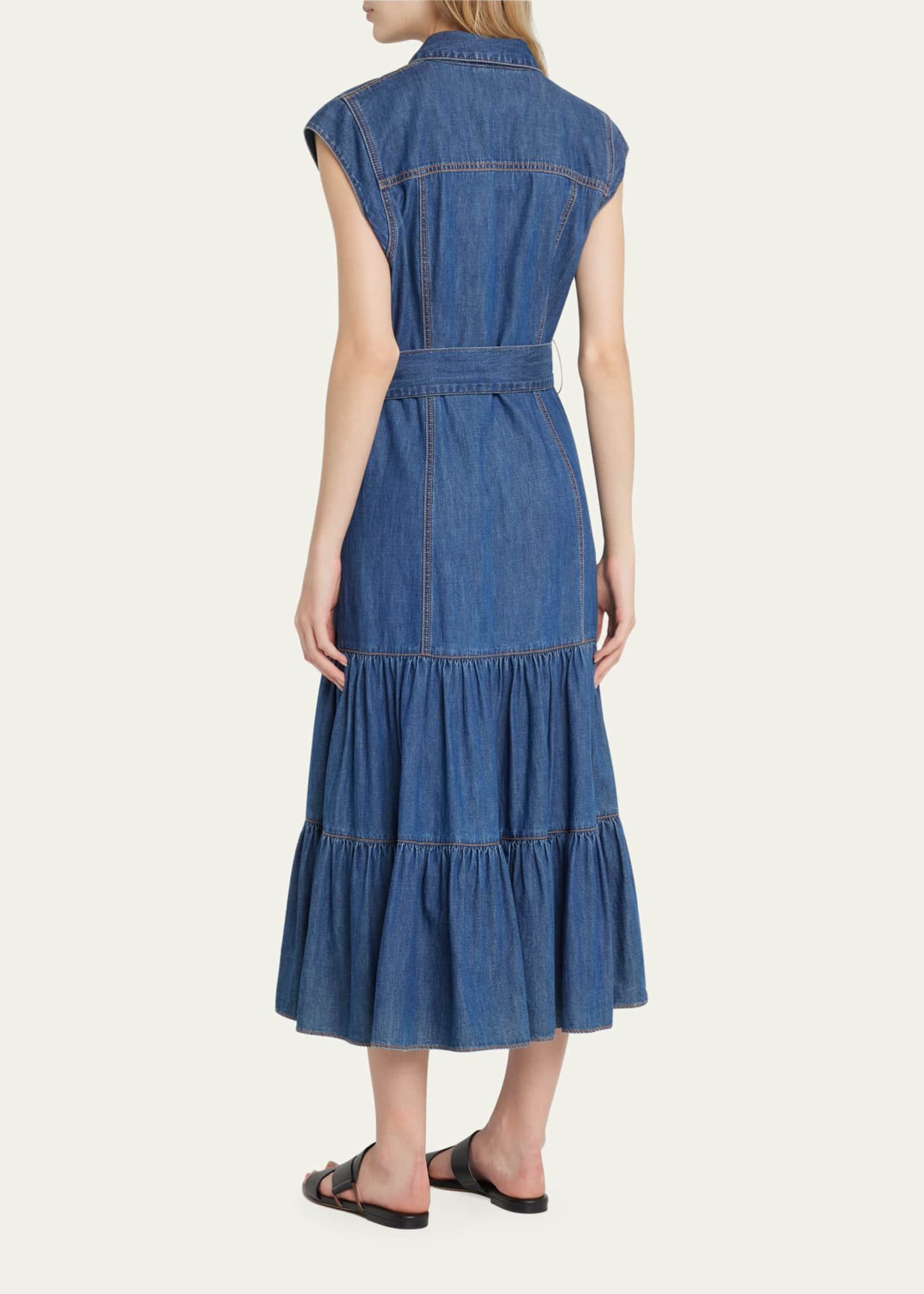 Veronica Beard Jeans Arnetta Tiered A-Line Denim Midi Dress - Bergdorf ...