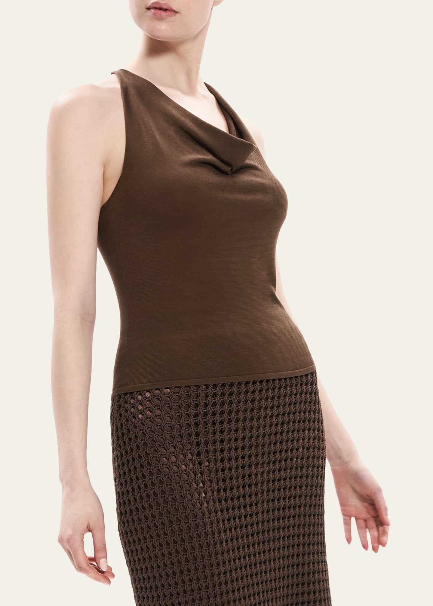 Theory Cowl Racerback Silk Tank Top - Bergdorf Goodman
