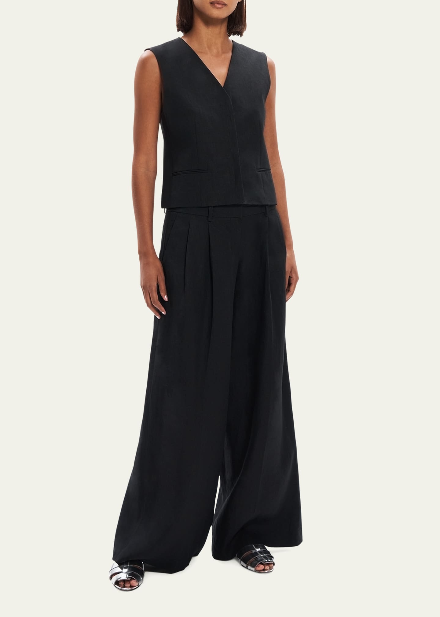 Theory Galena Linen Slim Vest - Bergdorf Goodman