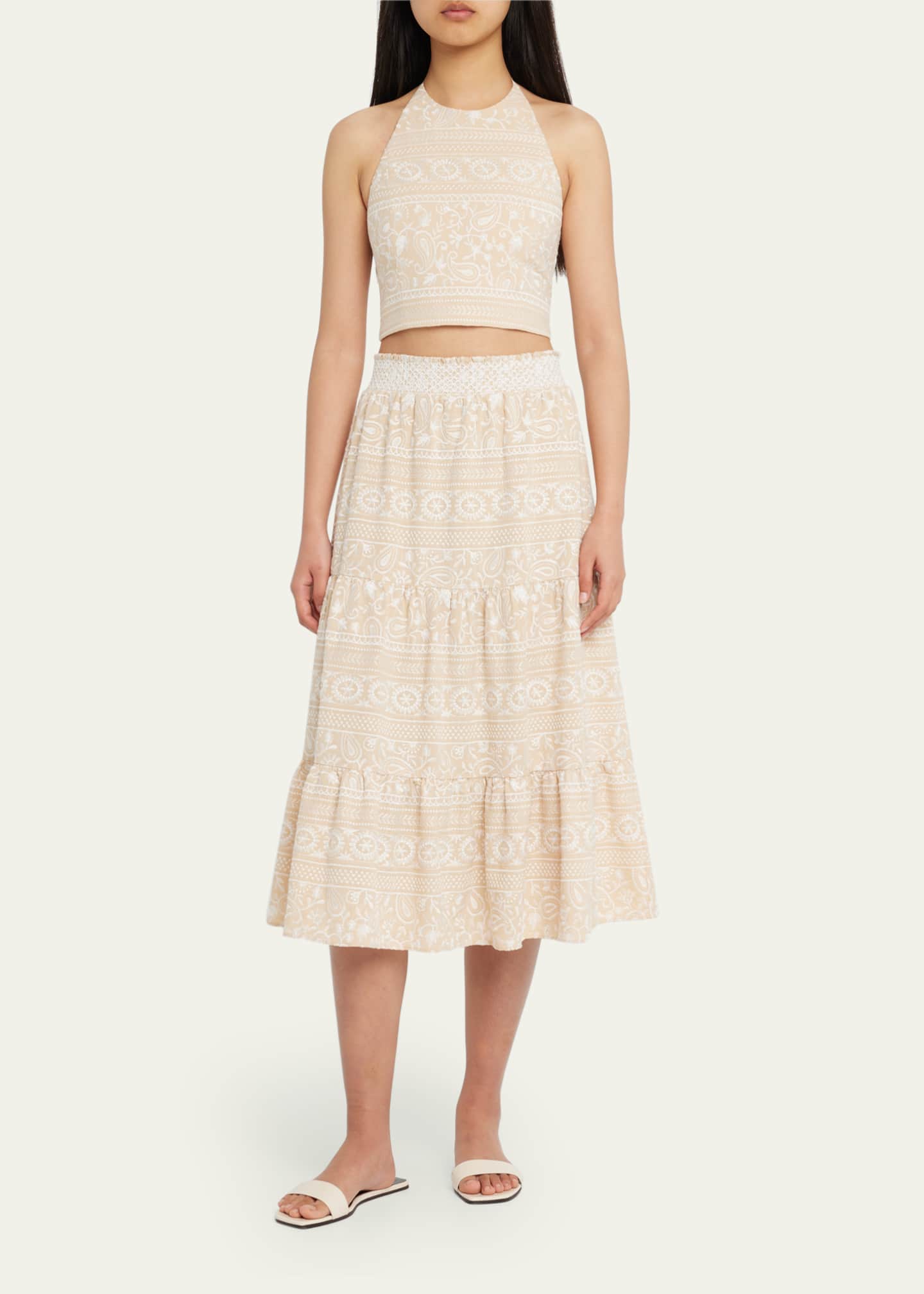 Alice + Olivia Jayme Tie-Neck Halter Embroidered Crop Top - Bergdorf ...