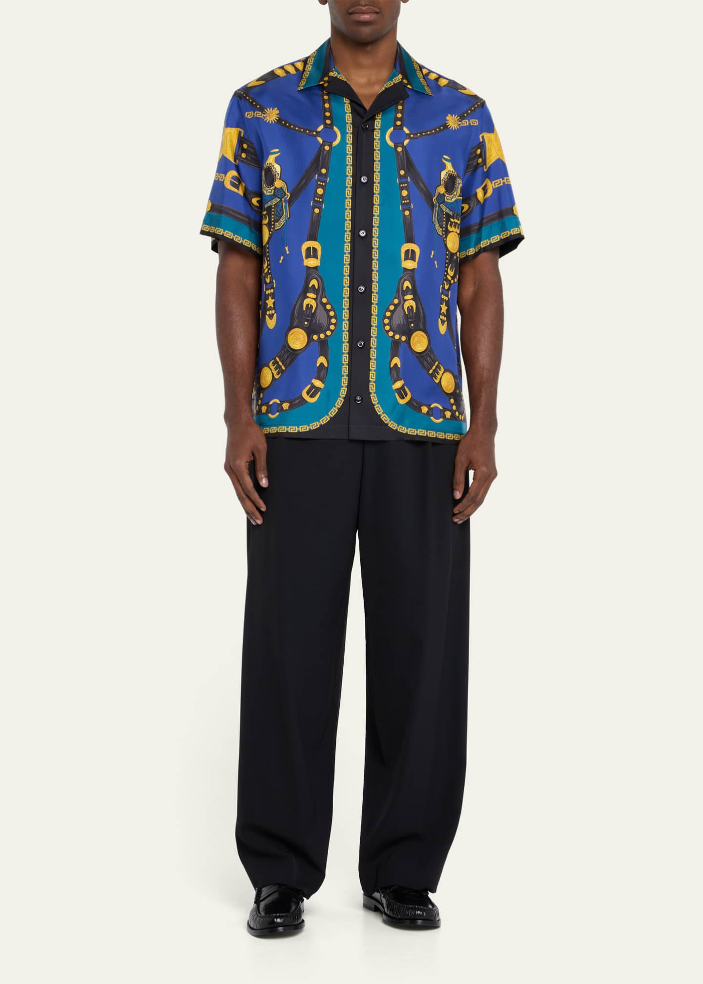 Versace Men's Medusa Harness Silk Camp Shirt - Bergdorf Goodman