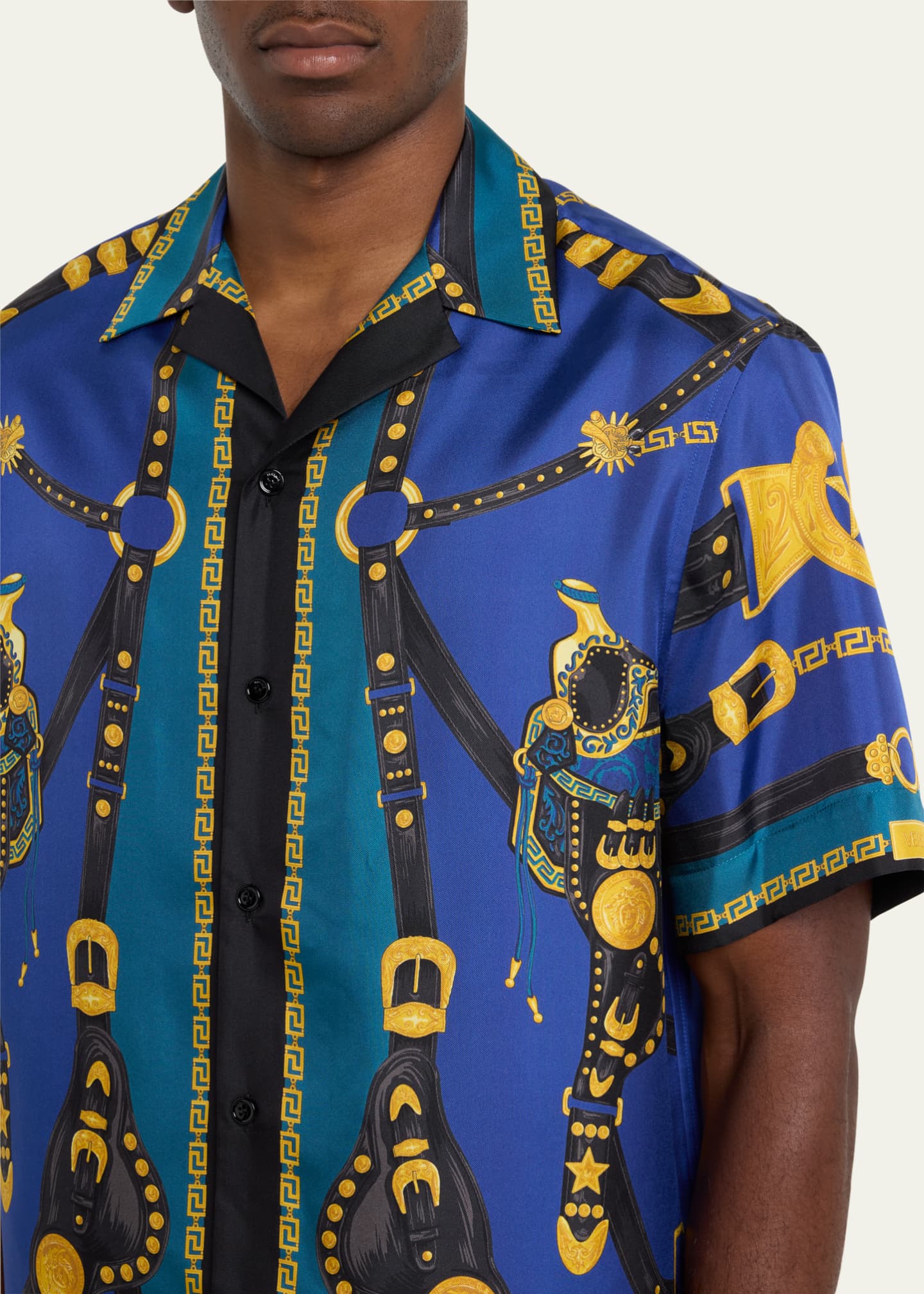 Versace Men's Medusa Harness Silk Camp Shirt - Bergdorf Goodman