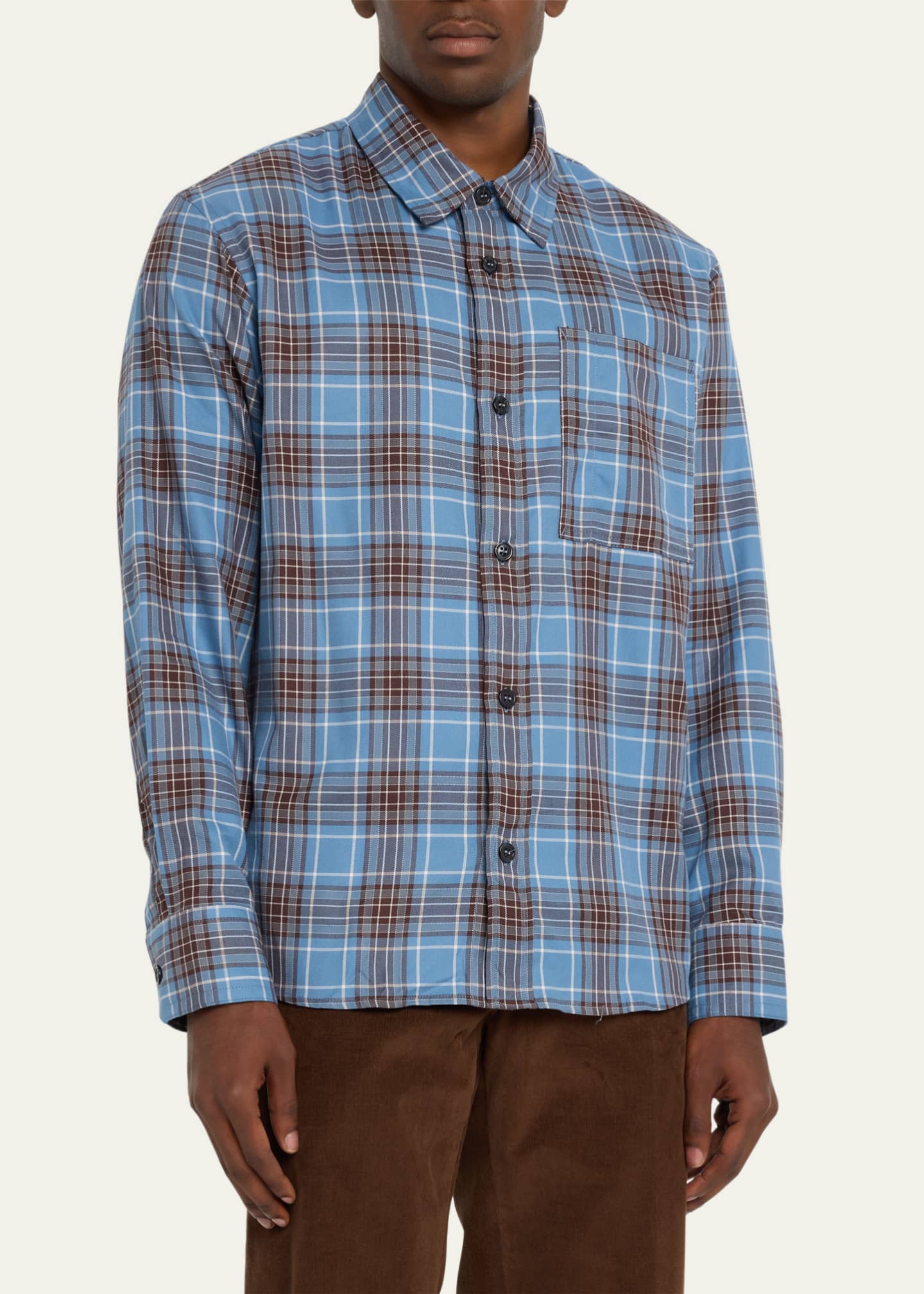A.P.C. Men's Plaid Flannel Sport Shirt - Bergdorf Goodman