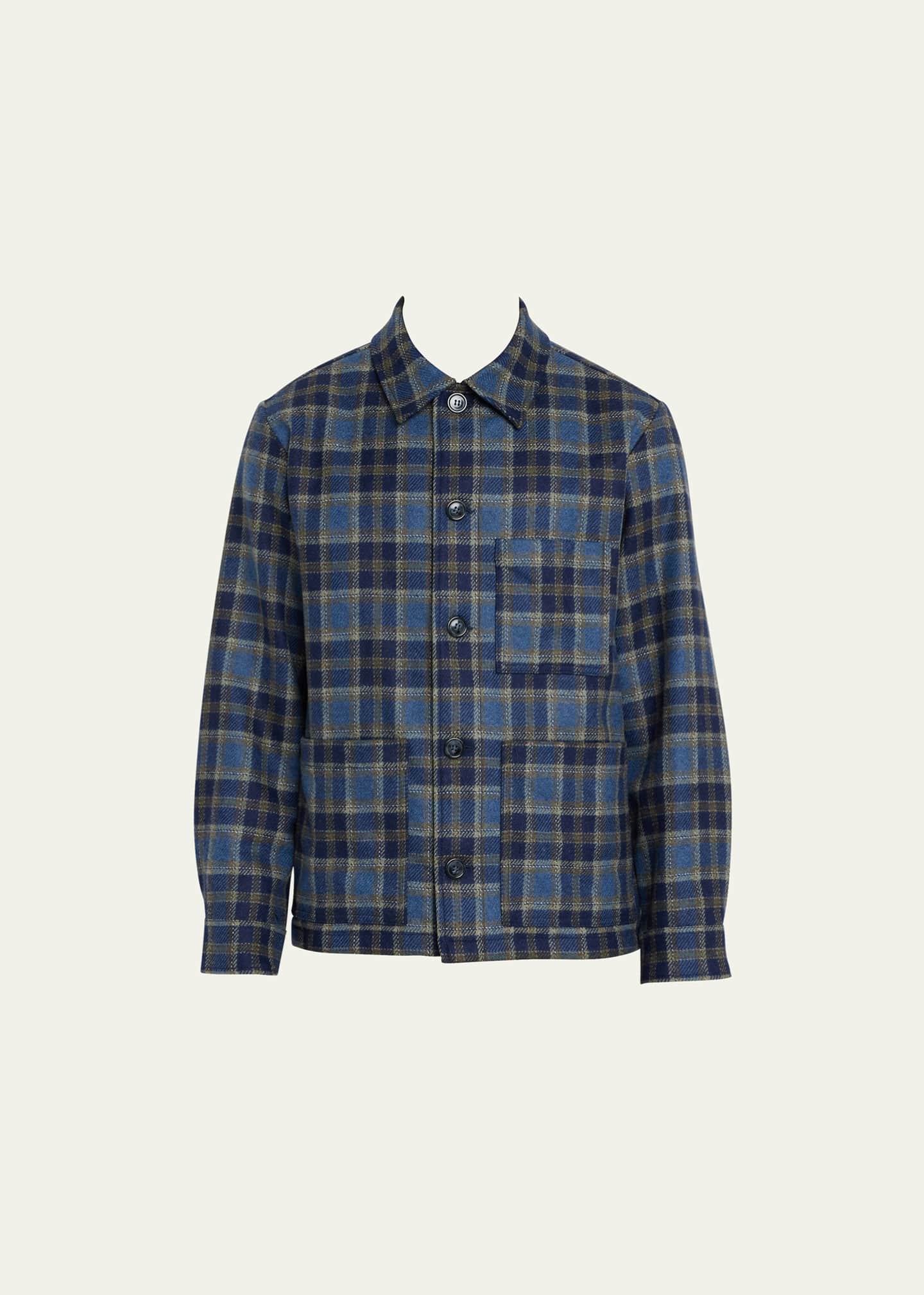 A.P.C. Men's Plaid Flannel Chore Jacket - Bergdorf Goodman