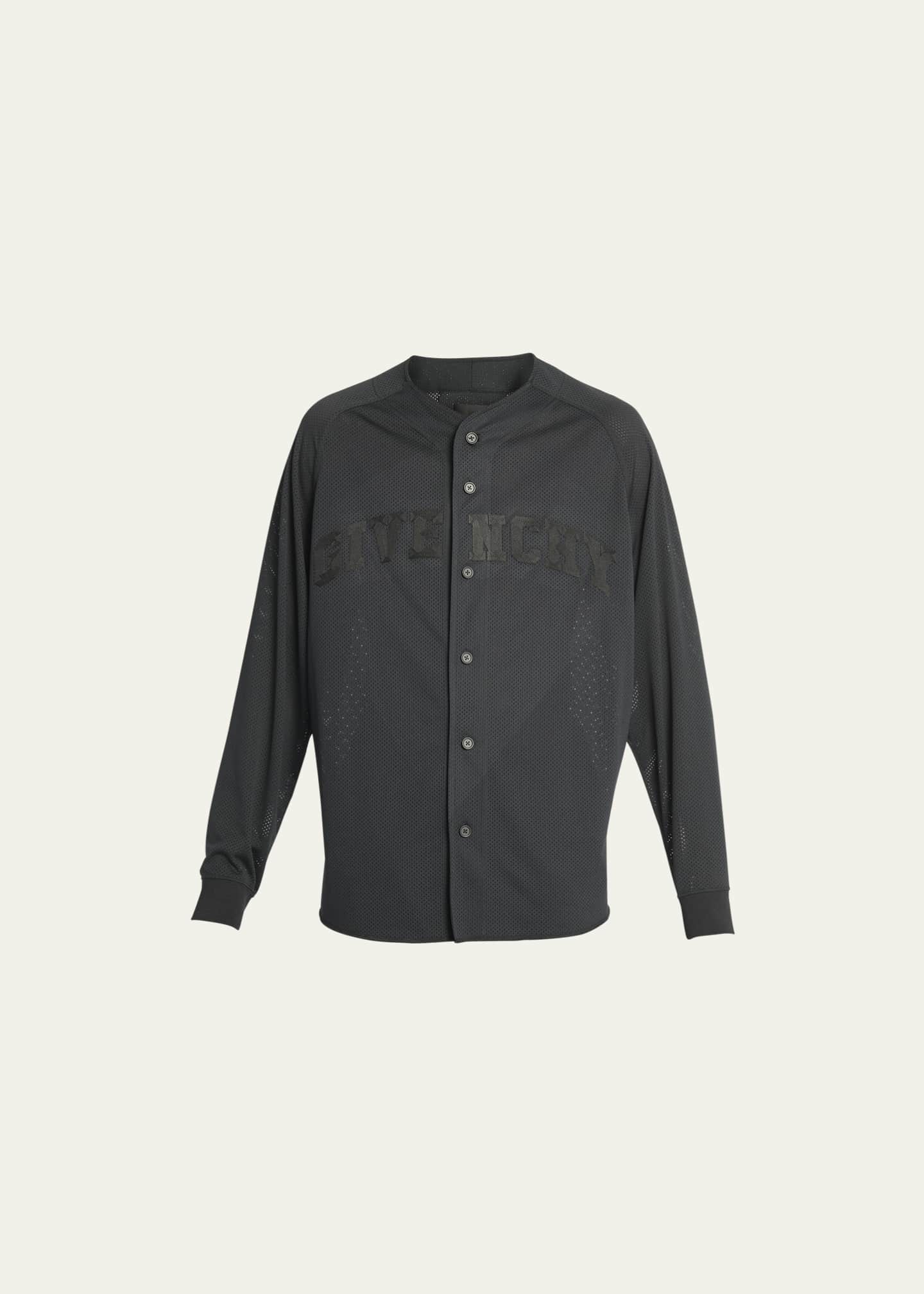 Givenchy Men's Tonal Logo Mesh Baseball Shirt - Bergdorf Goodman
