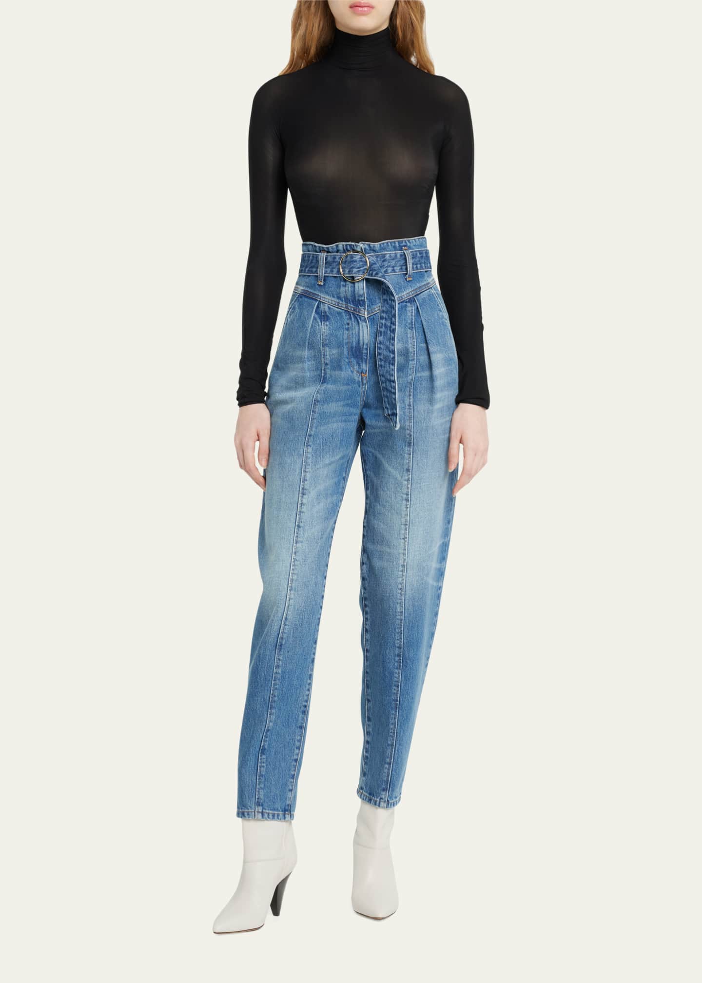 Iro Indio High Rise Tapered Jeans with Belt - Bergdorf Goodman