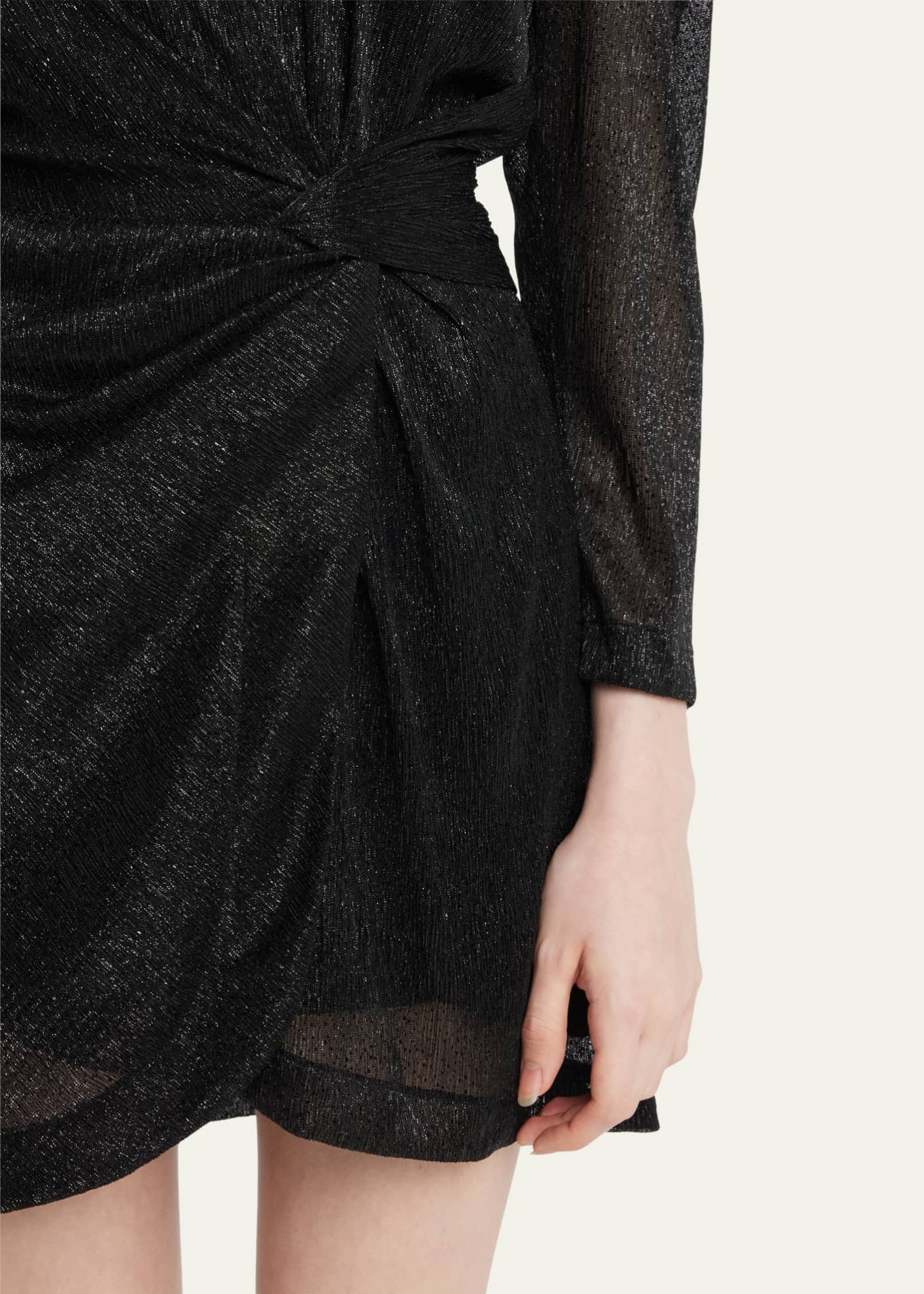 Iro Nowen Sparkly Draped Long-Sleeve Mini Dress - Bergdorf Goodman