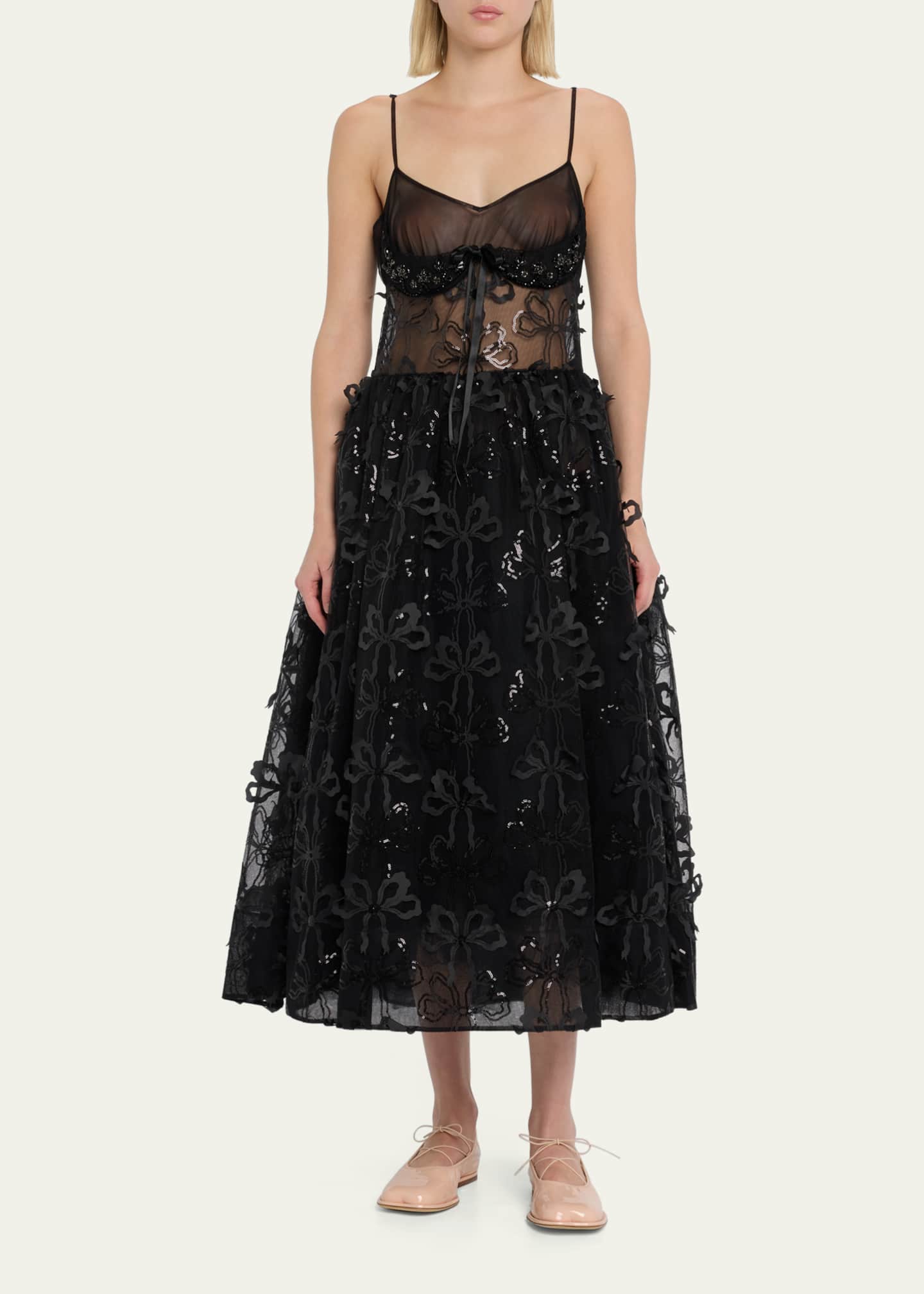 Simone Rocha Heart Toe Lace-Up Ballerina Flats - Bergdorf Goodman