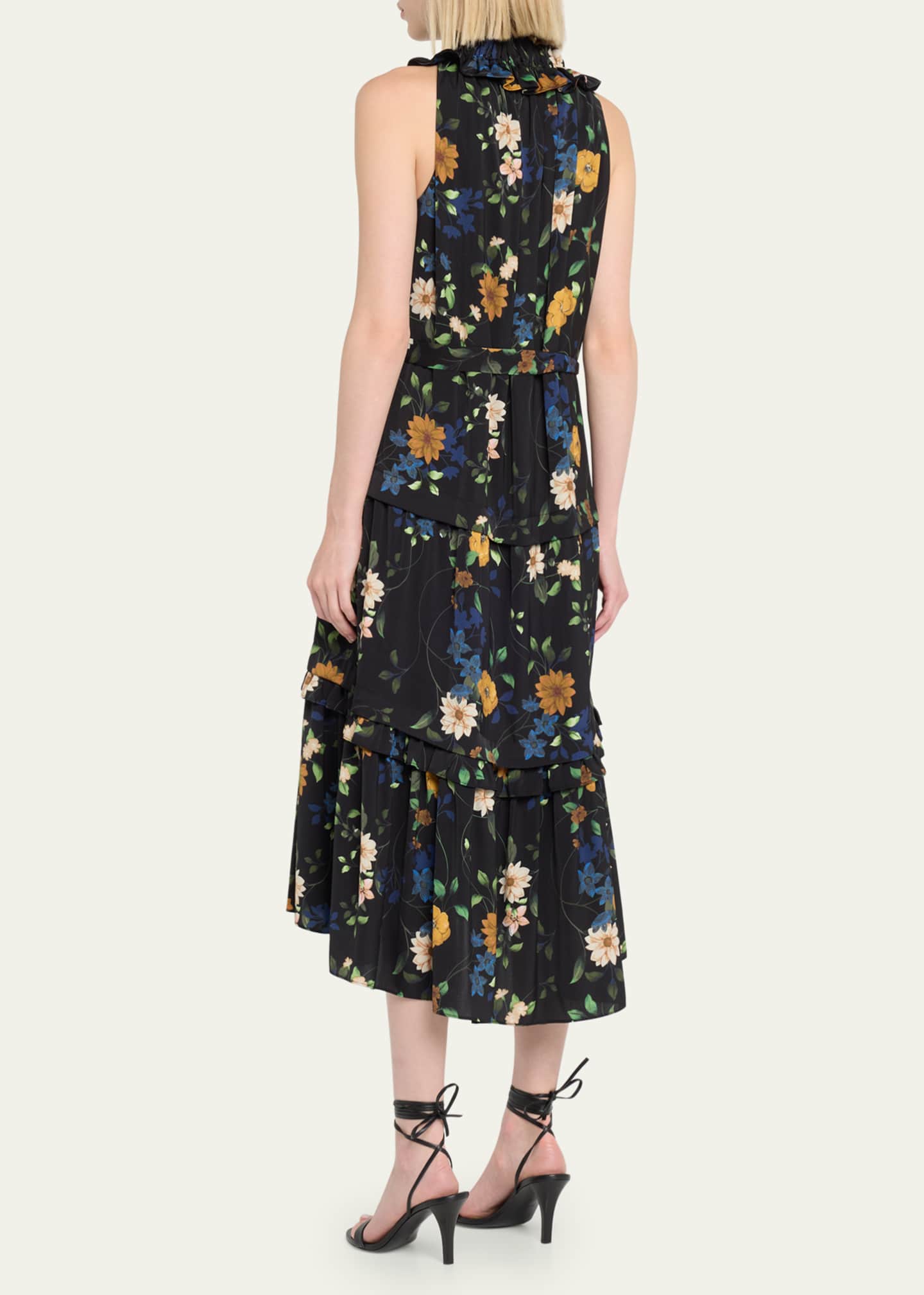 Kobi Halperin Ryan Tiered Sleeveless Floral-Print Midi Dress - Bergdorf ...