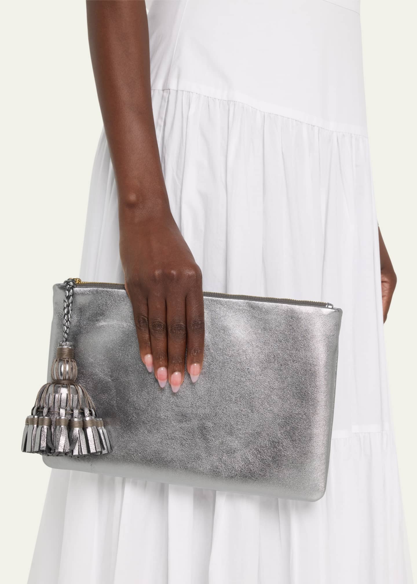 Anya Hindmarch Georgiana Metallic Napa Zip Clutch Bag - Bergdorf Goodman