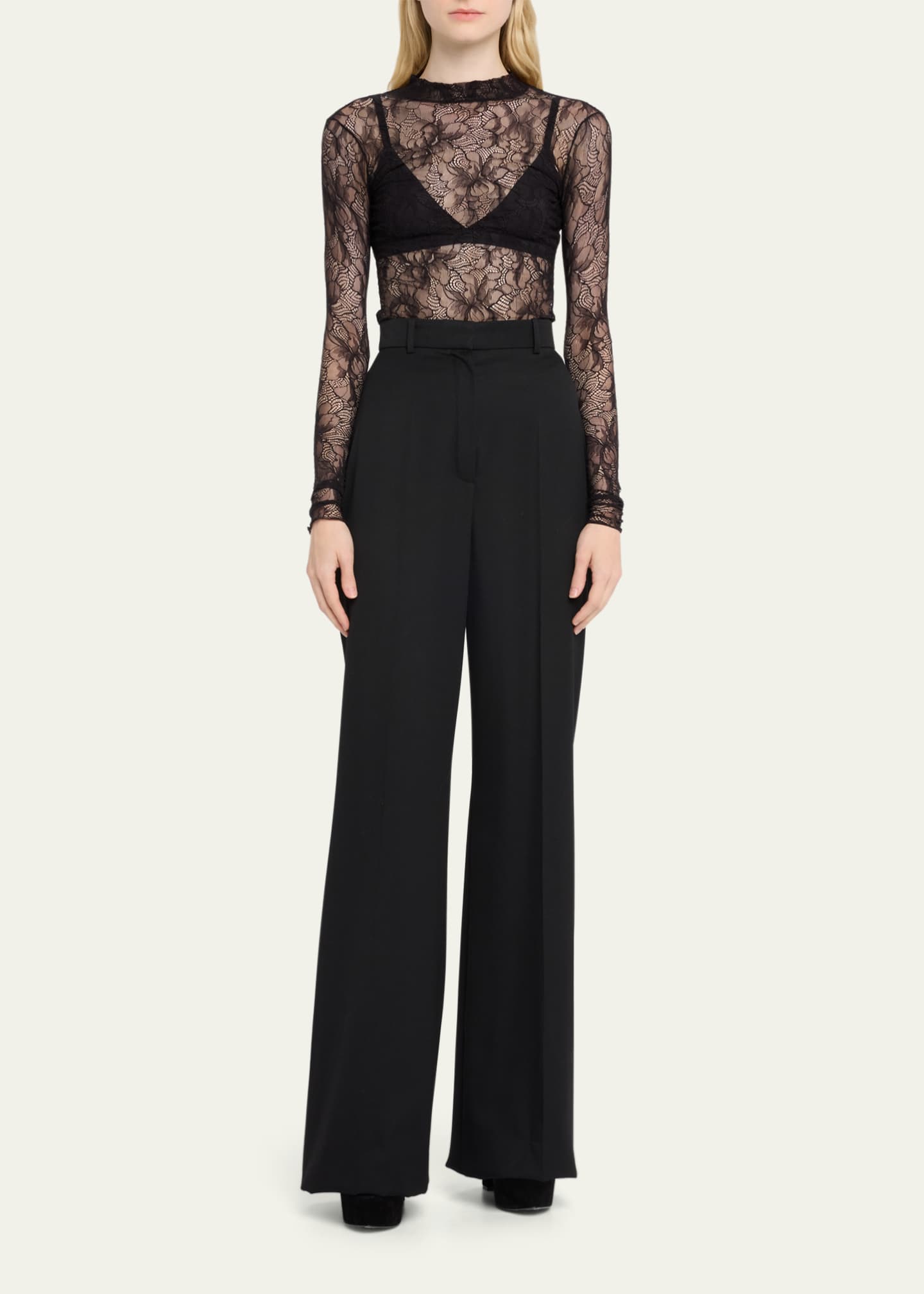 Nina Ricci Stretch Lace Top - Bergdorf Goodman