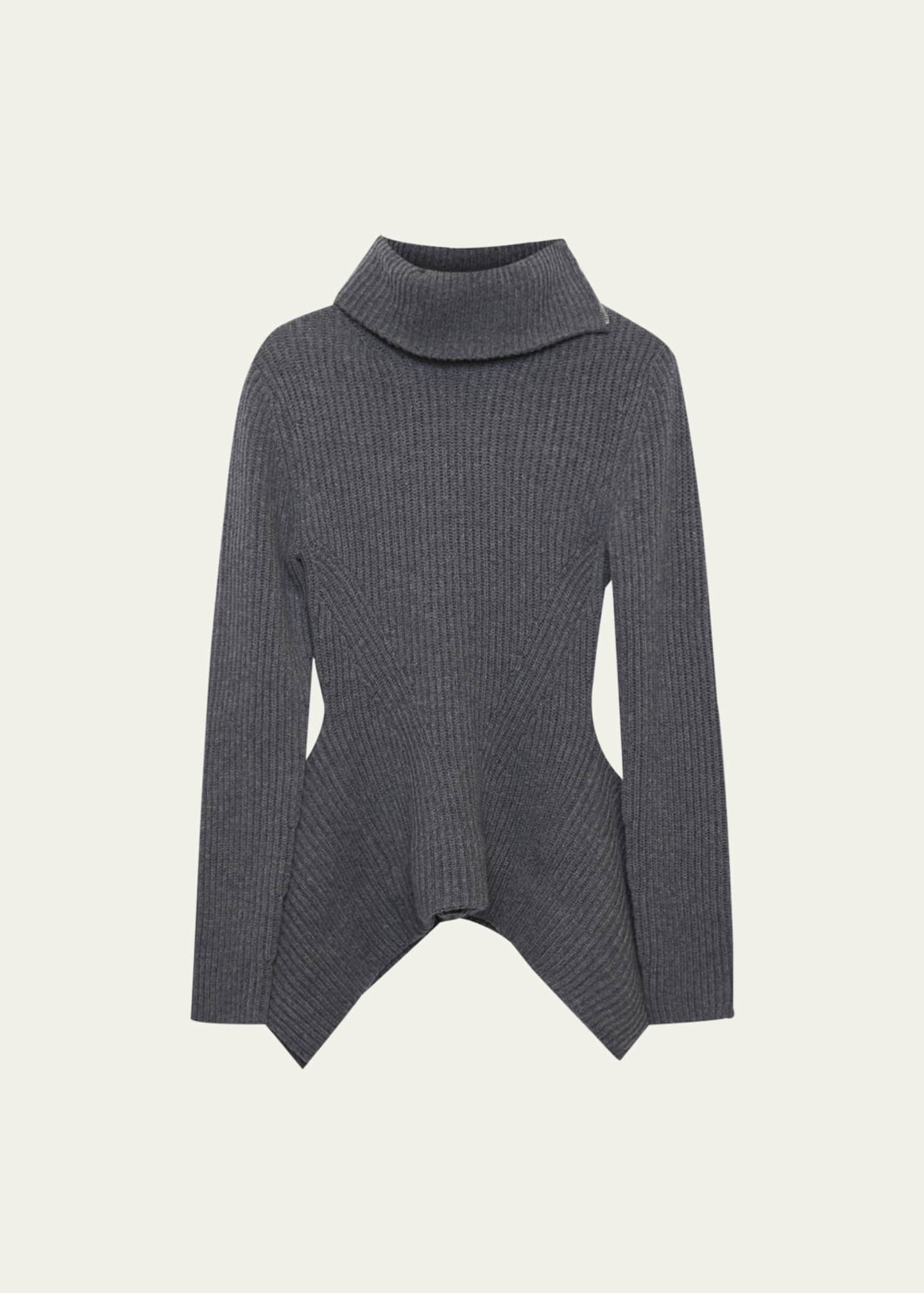 SIMKHAI Keyara Wool Cashmere Foldover Collar Peplum Sweater - Bergdorf ...