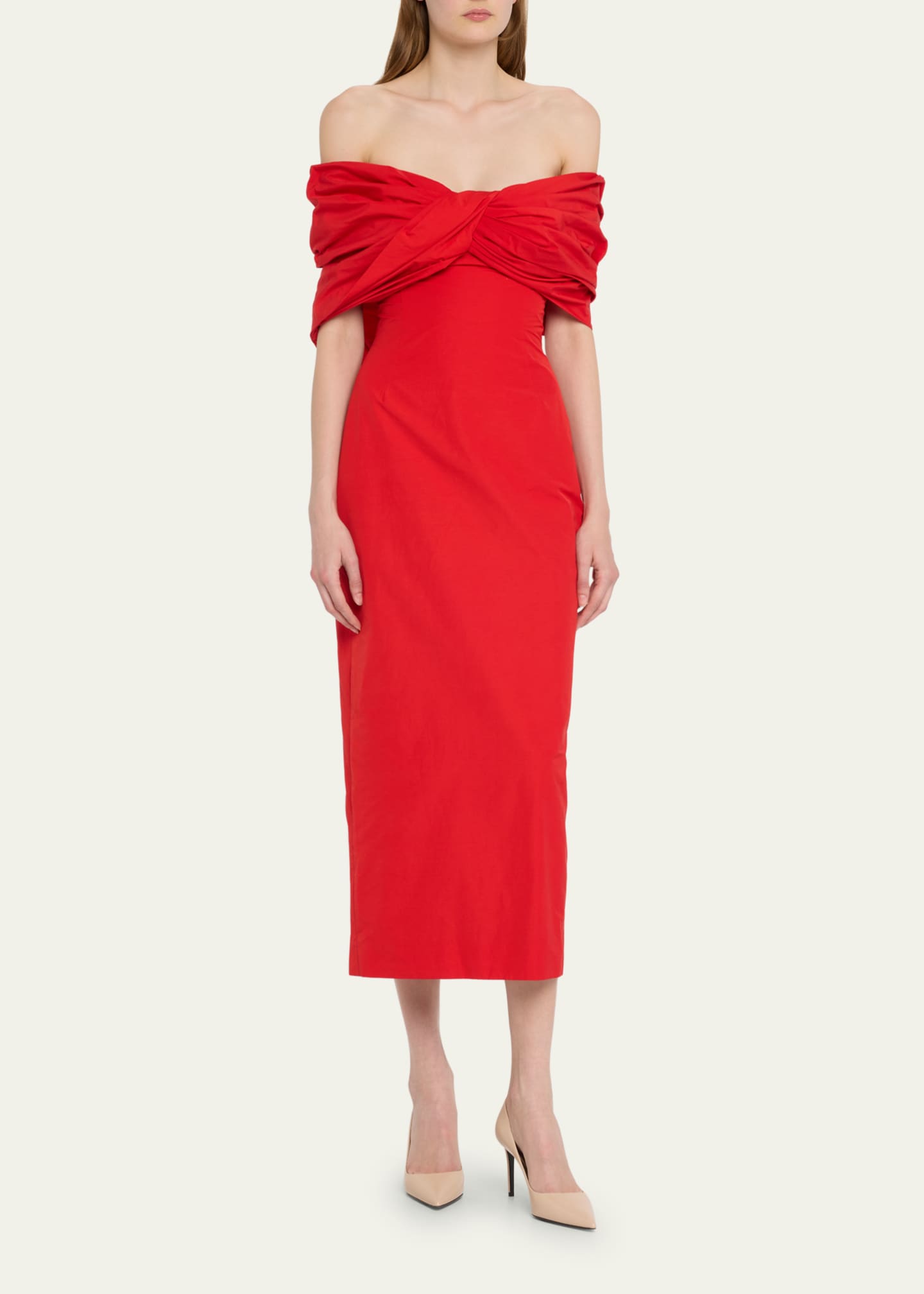 Rosie Assoulin Old Hollywood Off Shoulder Cocktail Dress Bergdorf Goodman