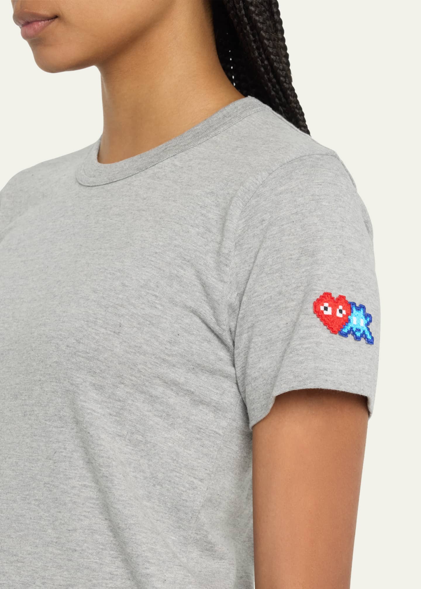 CDG Play Embroidered Heart and Invader Patch Cotton T-Shirt - Bergdorf ...