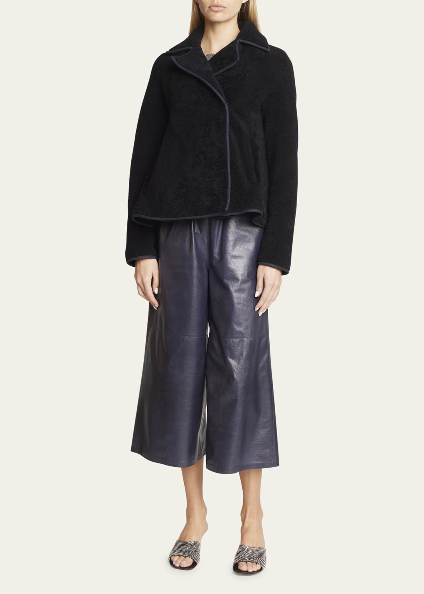 Loewe Short Trapeze Shearling Jacket - Bergdorf Goodman