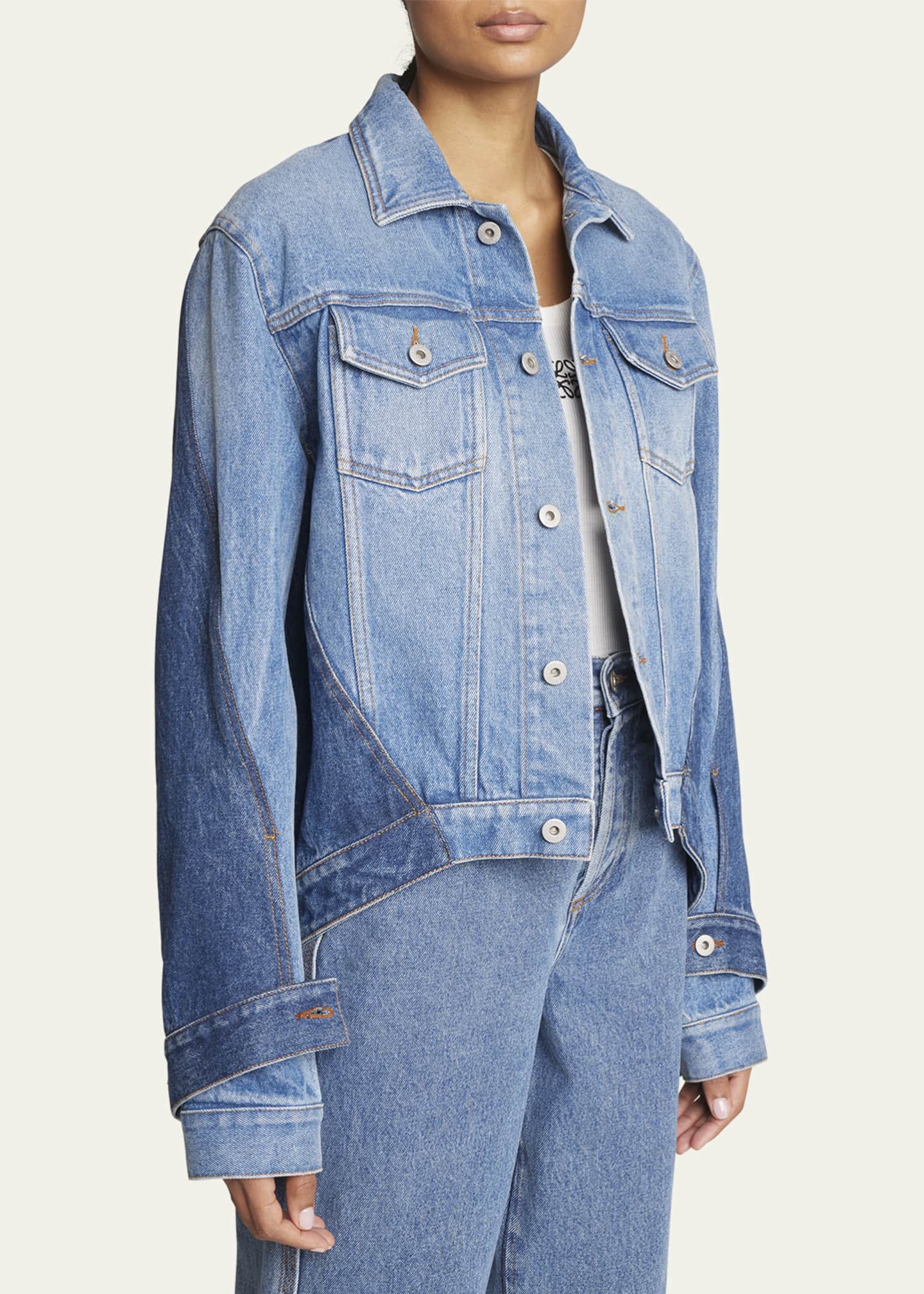 Loewe Optical Illusion Contrast Denim Jacket - Bergdorf Goodman