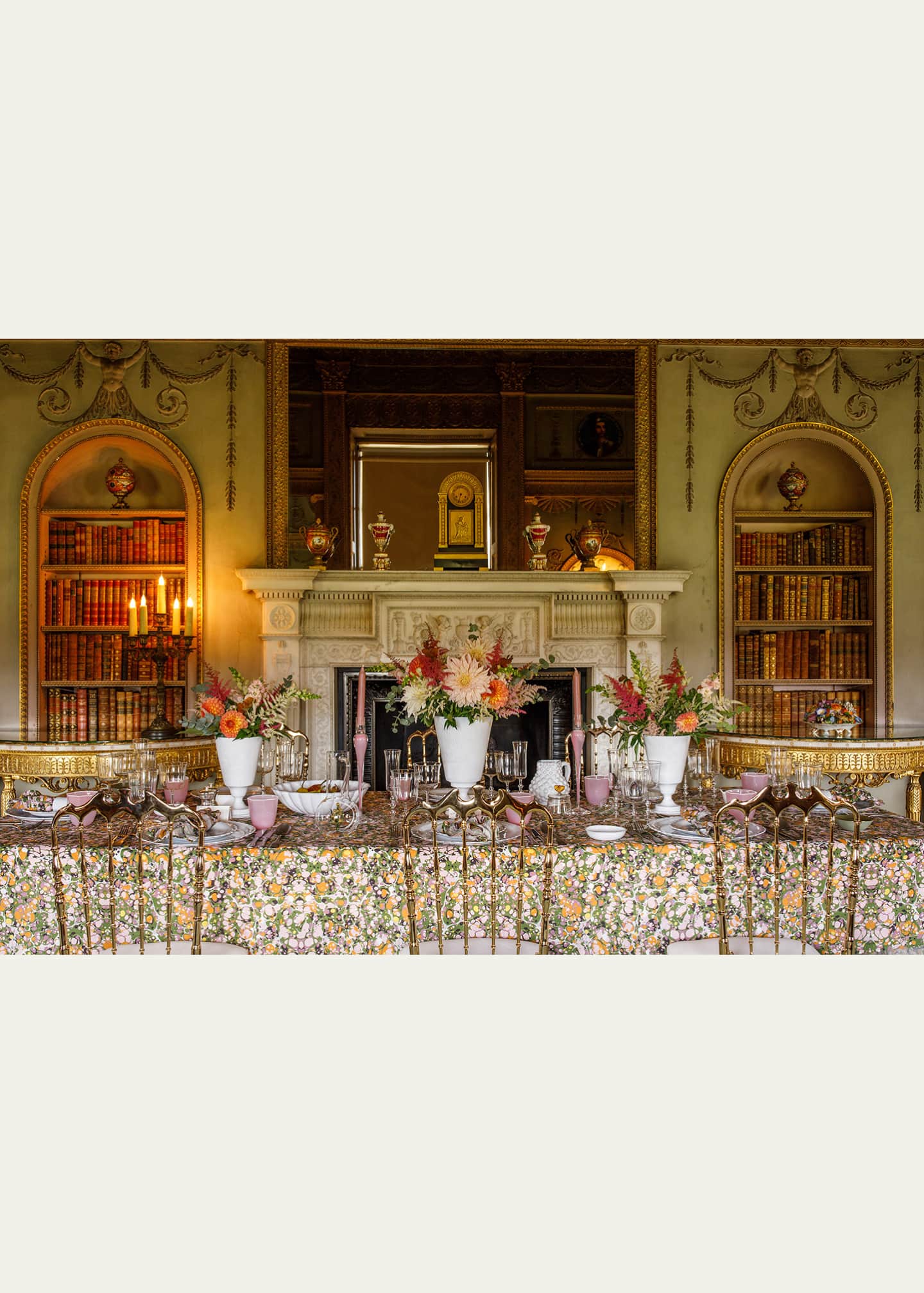 SUMMERILL & BISHOP Marble-Print Tablecloth, 65" x 98" - Bergdorf Goodman