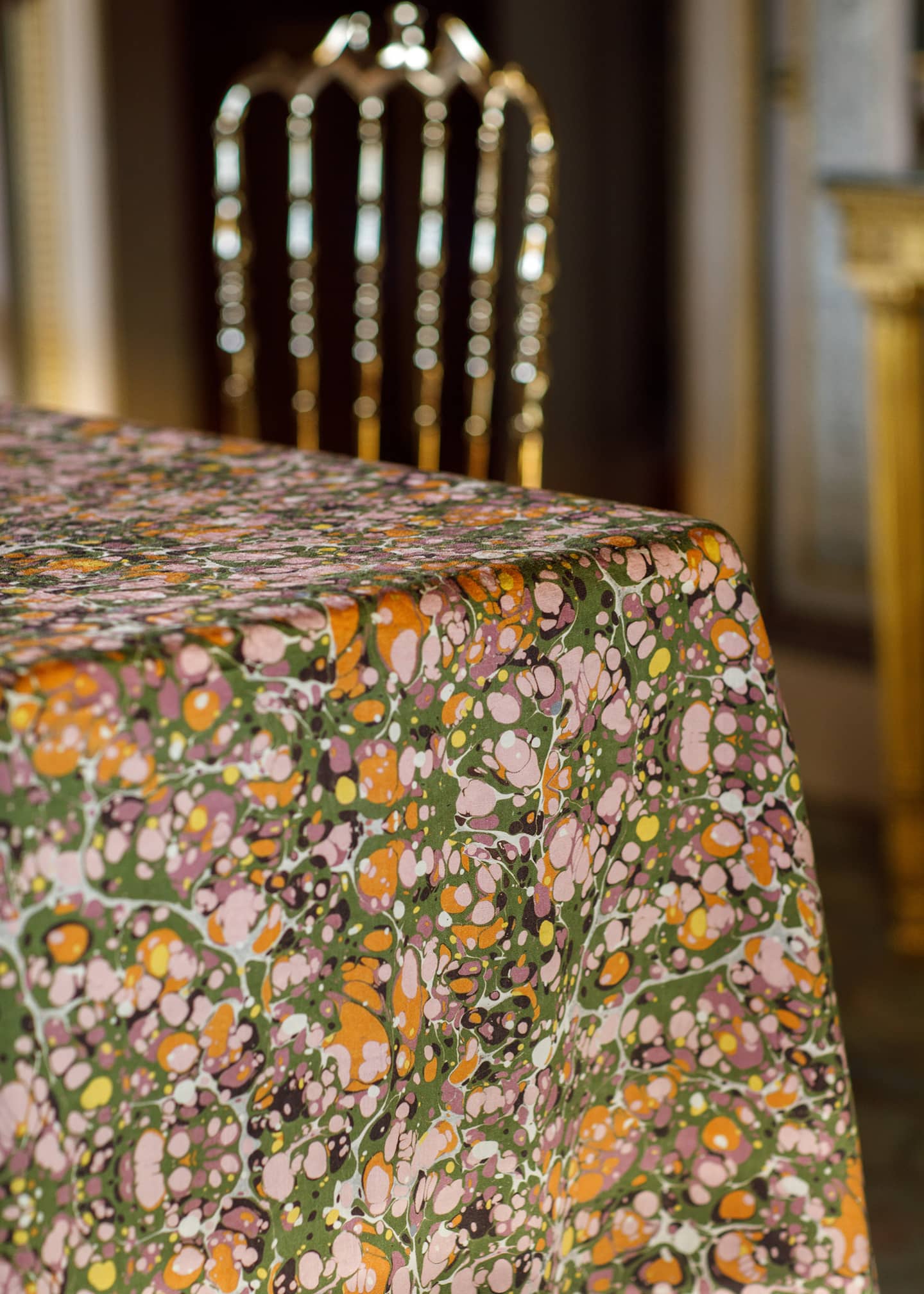 SUMMERILL & BISHOP Marble-Print Tablecloth, 65" x 98" - Bergdorf Goodman