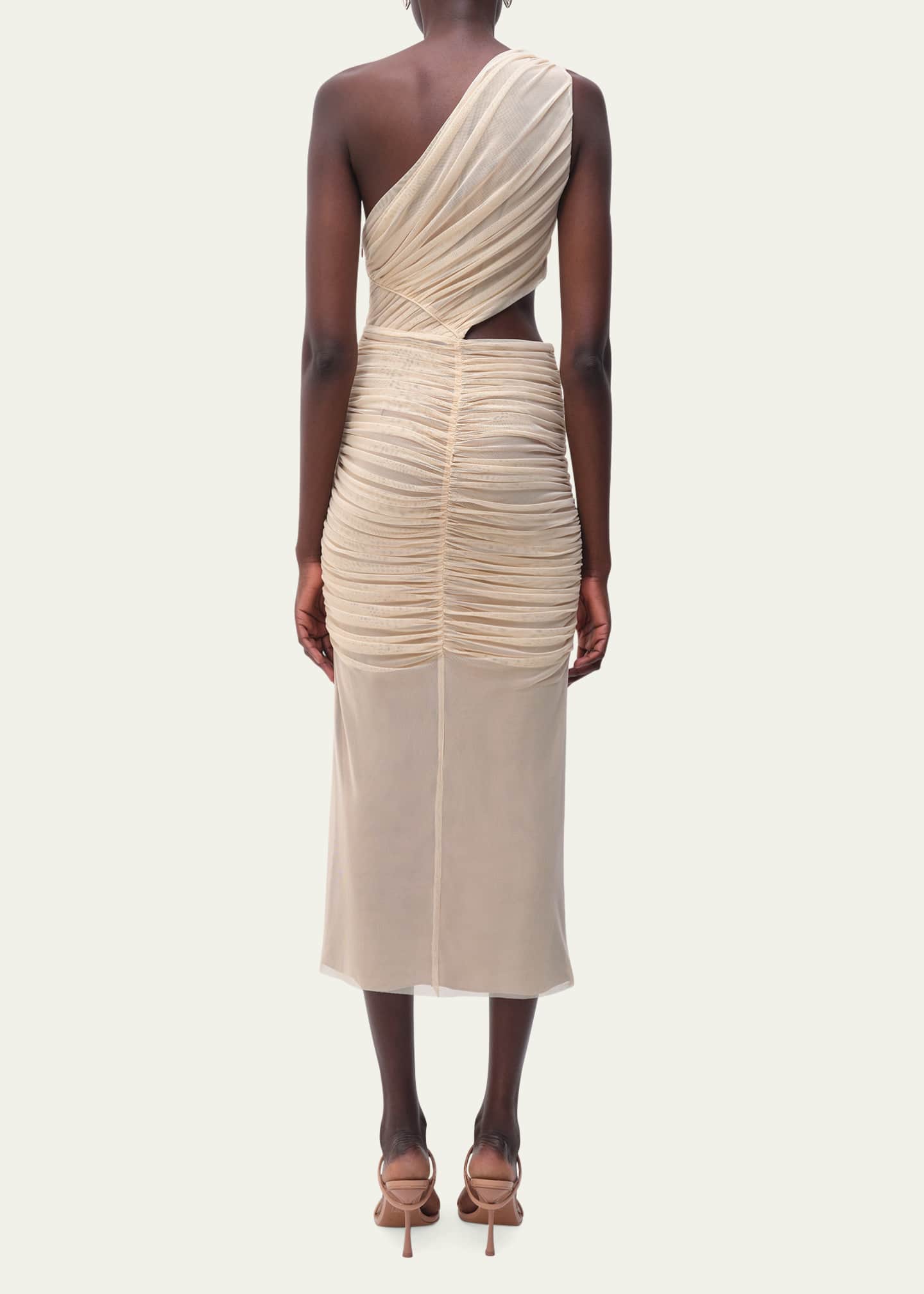 SIMKHAI Seraiah Gathered One-Shoulder Cutout Midi Dress - Bergdorf Goodman