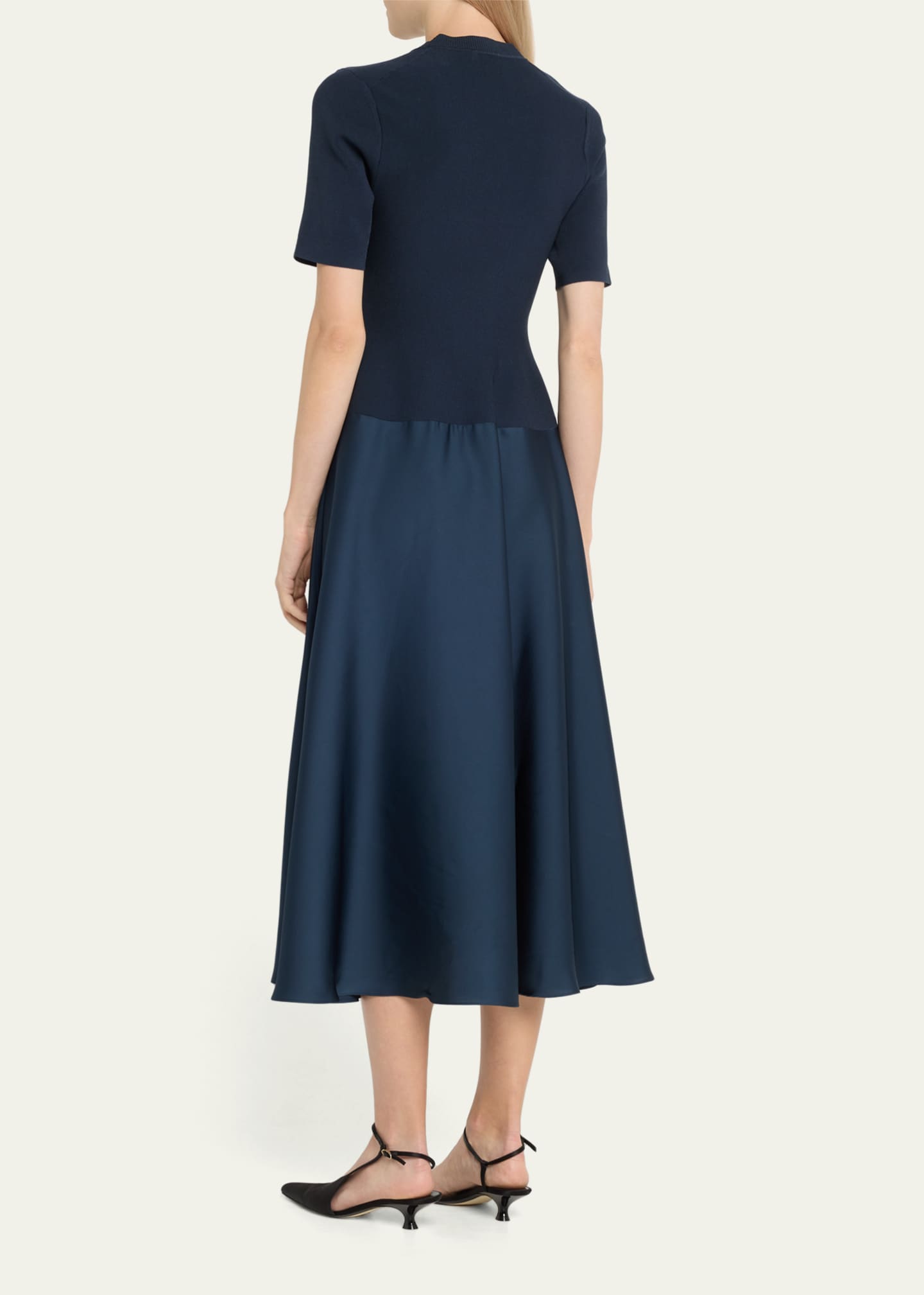 SIMKHAI Marionne Crewneck Knit & Satin Midi Dress - Bergdorf Goodman