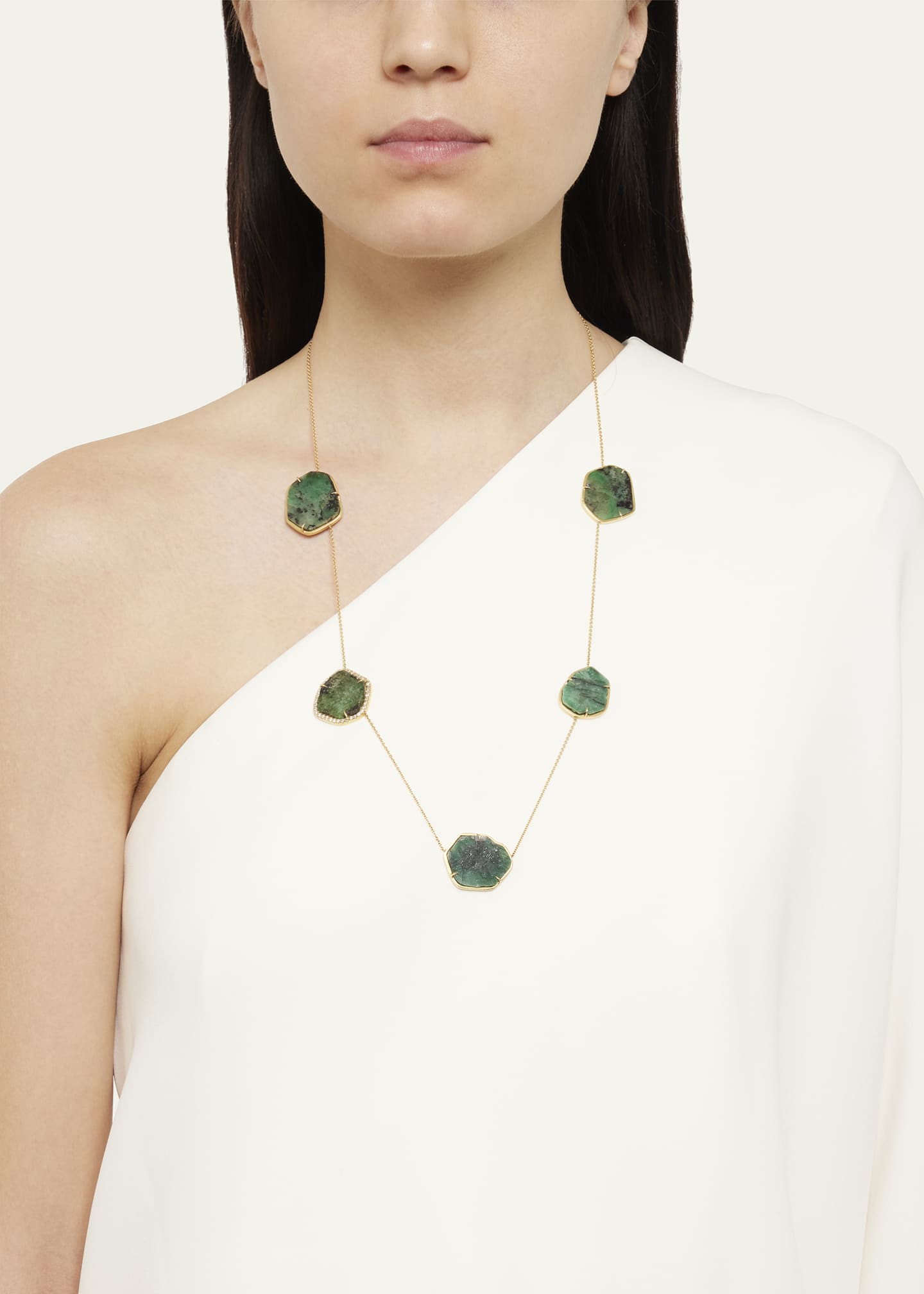 Kimberly McDonald Yellow Gold Chain Necklace with Emerald and Diamonds ...