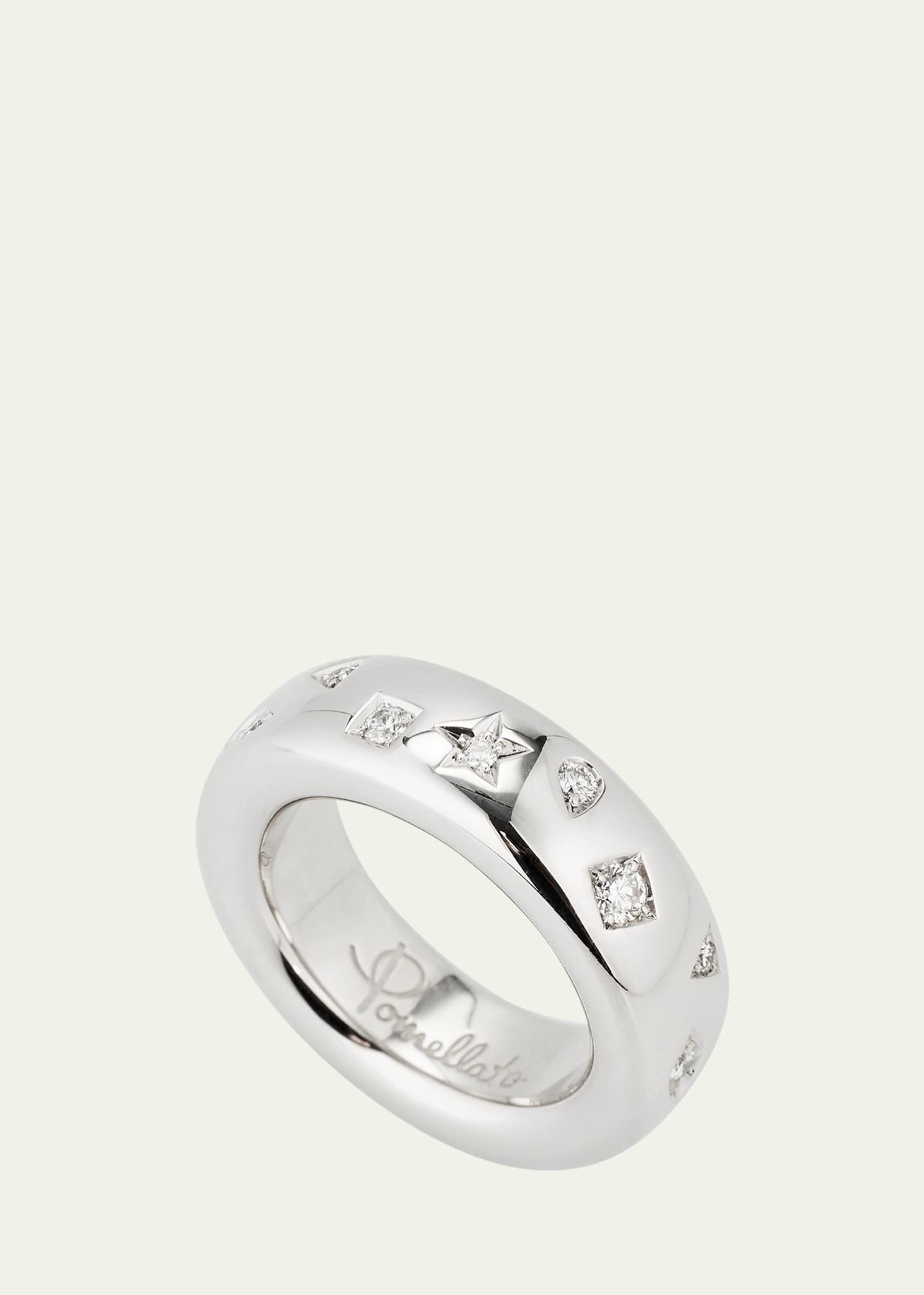 Pomellato 18K White Gold Iconica Ring with Fancy Set Diamonds ...