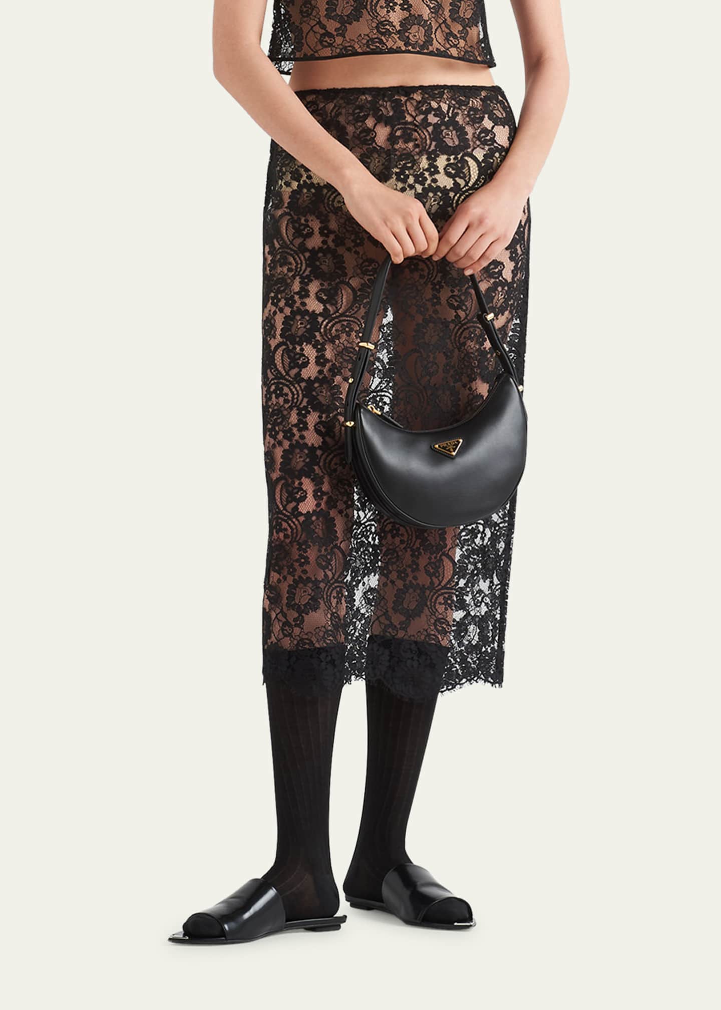 Prada Lace Scallop Midi Skirt - Bergdorf Goodman