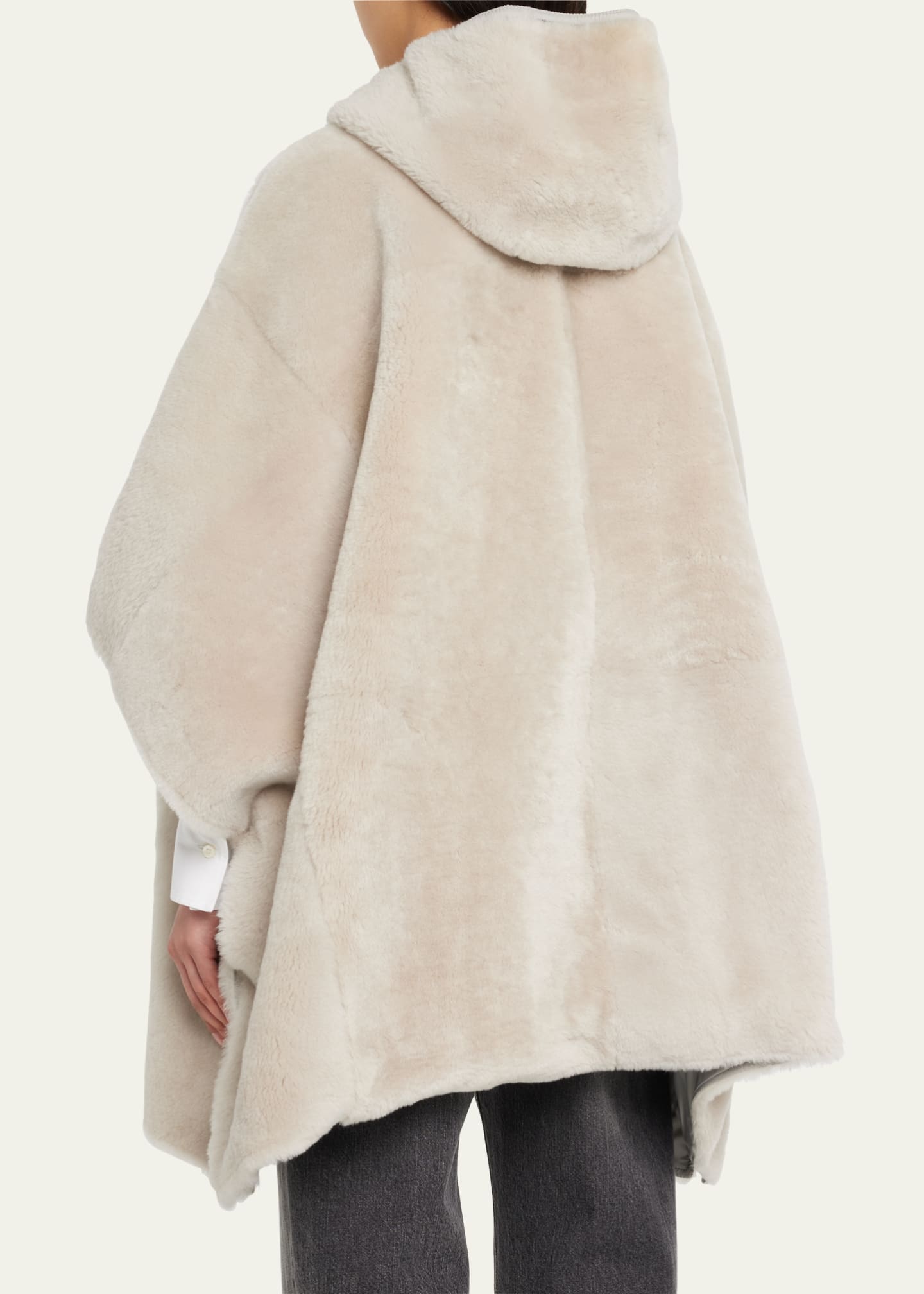 Brunello Cucinelli Shearling Zip-Front Hooded Poncho - Bergdorf Goodman