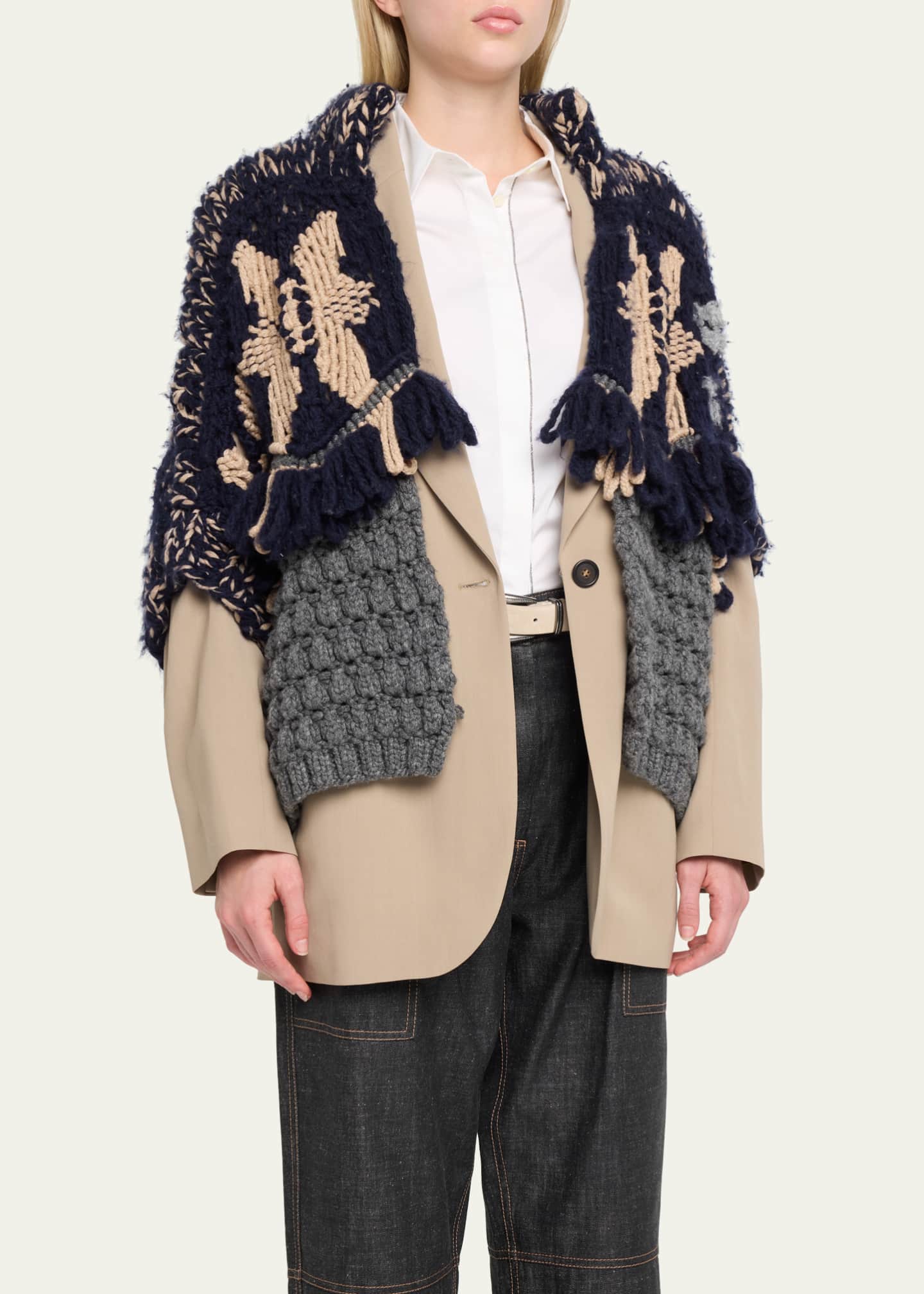 Brunello Cucinelli Cashmere Opera Cardigan with Intarsia Macrame Detail ...