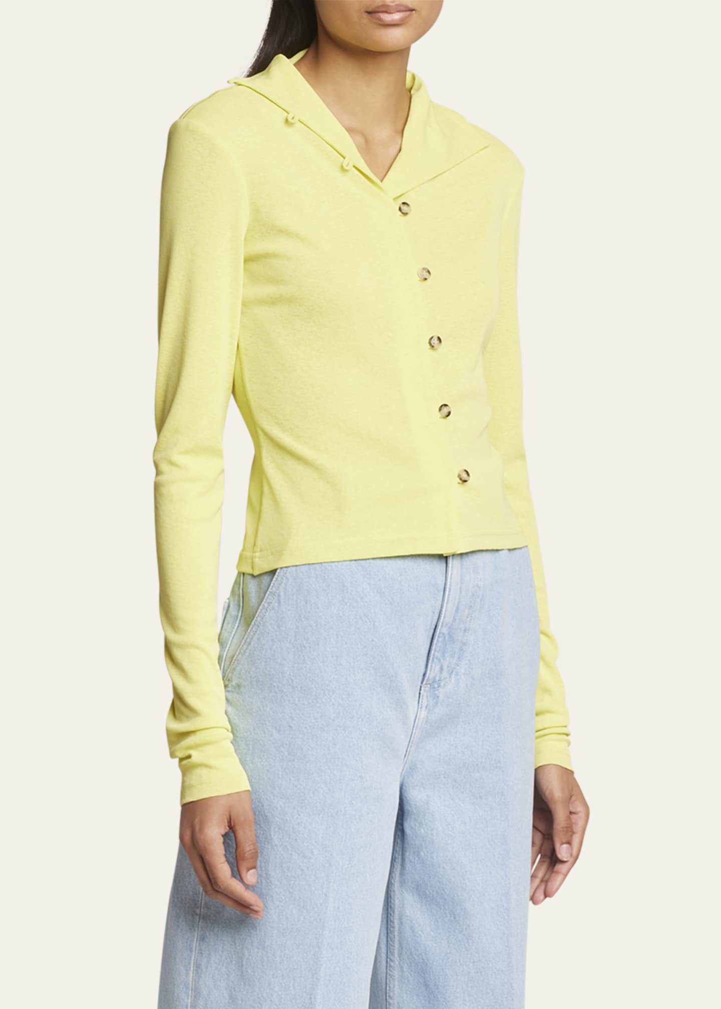 Nanushka Teddie Jersey Button-Front Turtleneck Top - Bergdorf Goodman