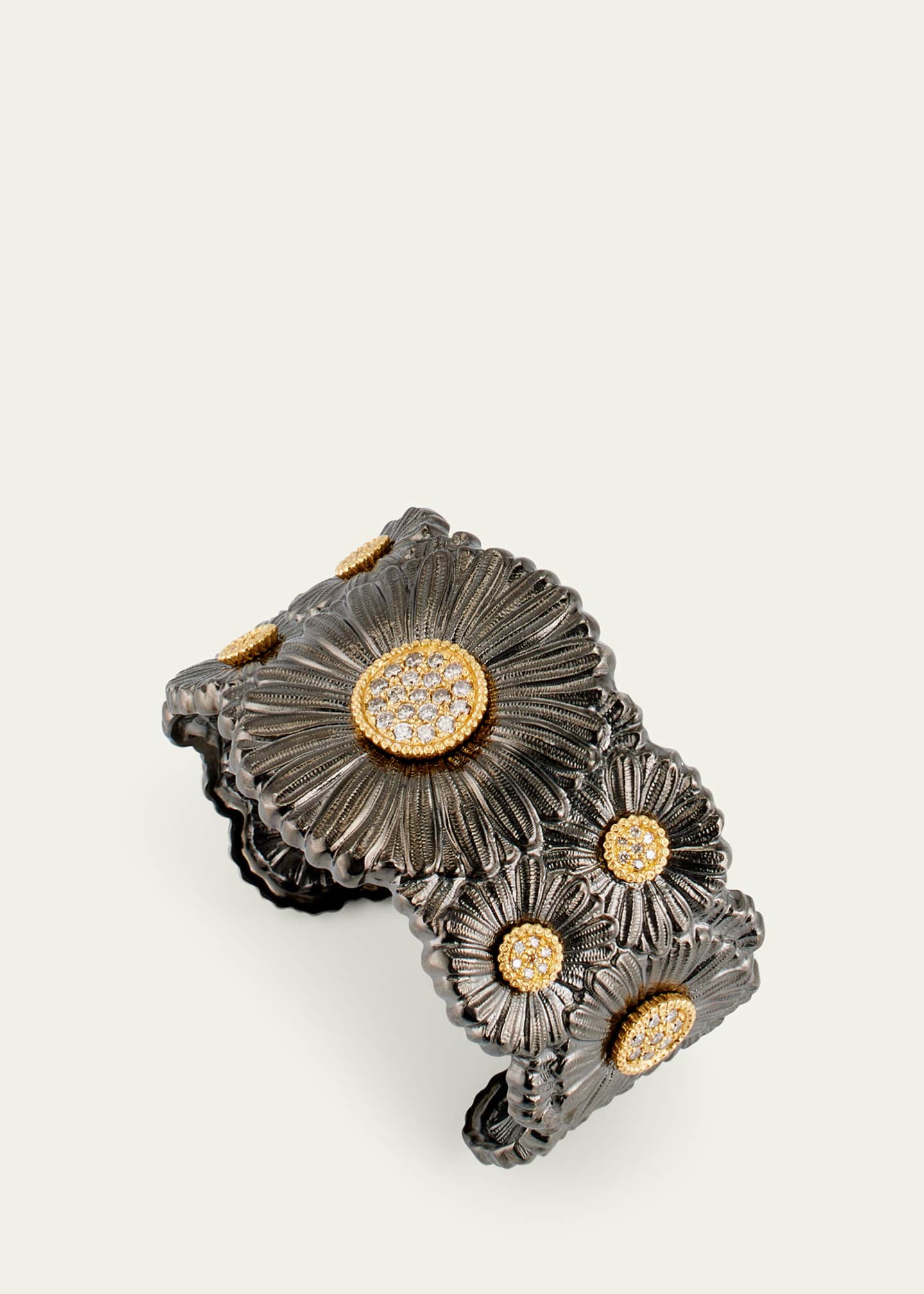 Buccellati Silver and 18K Gold Daisy Blossoms Bracelet with Diamonds ...
