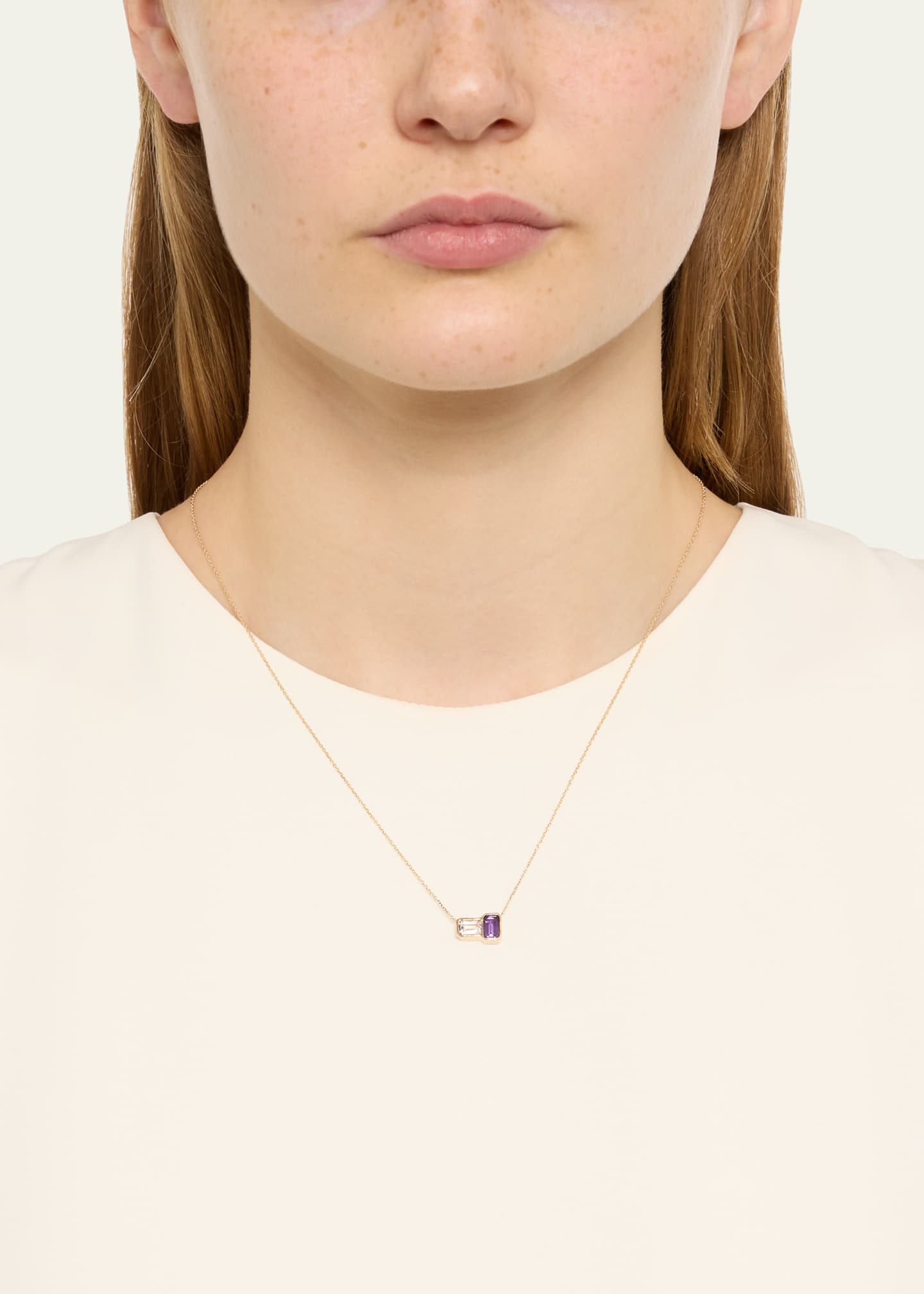 JOLLY BIJOU 14k Gold Orb Morganite and Amethyst Pendant Necklace ...