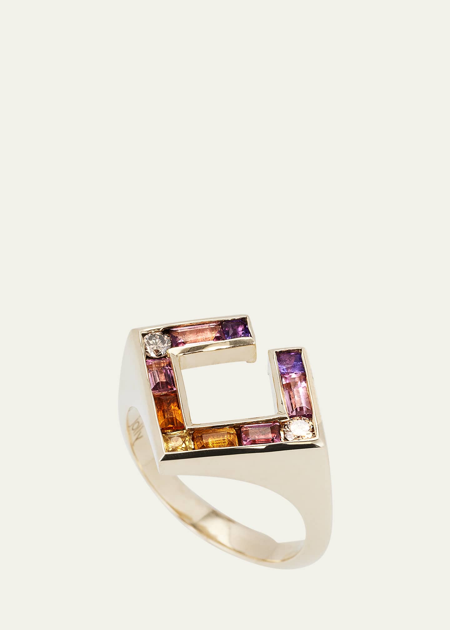 JOLLY BIJOU 14k Gold Open Square Multi-Stone Ring - Bergdorf Goodman