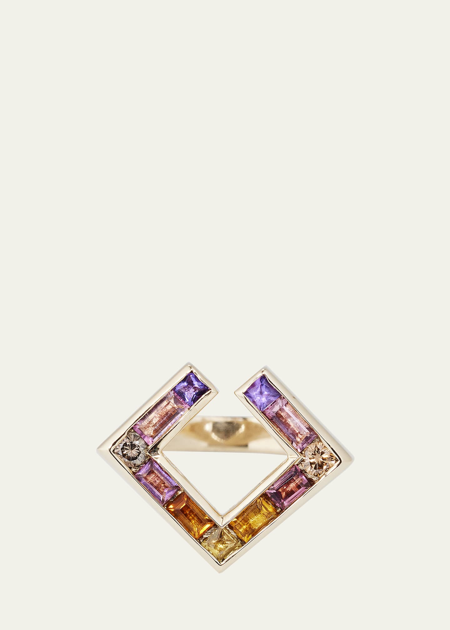 JOLLY BIJOU 14k Gold Open Square Multi-Stone Ring - Bergdorf Goodman