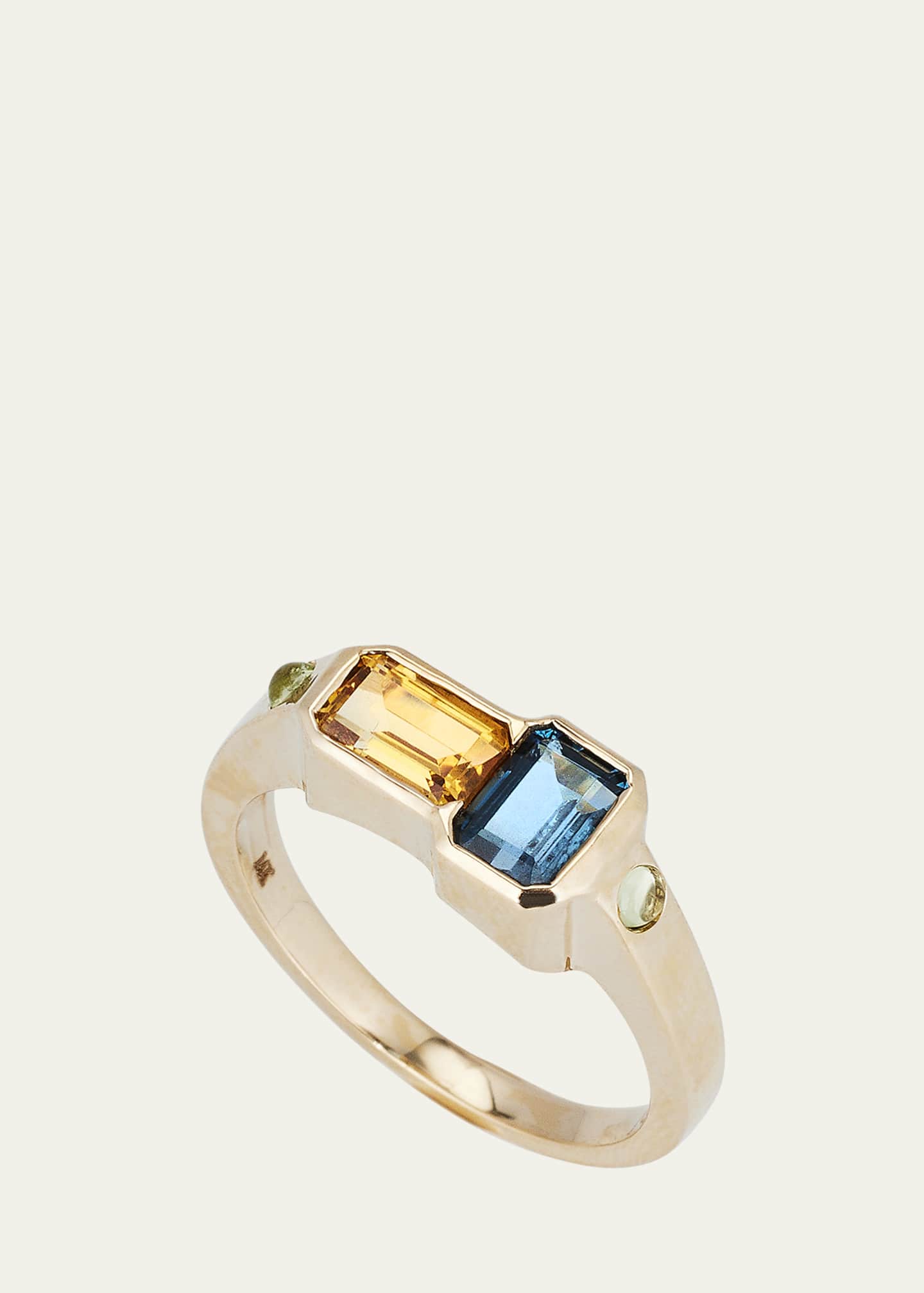 JOLLY BIJOU 14k Gold Orb Blue Topaz and Citrine Ring with Peridot ...
