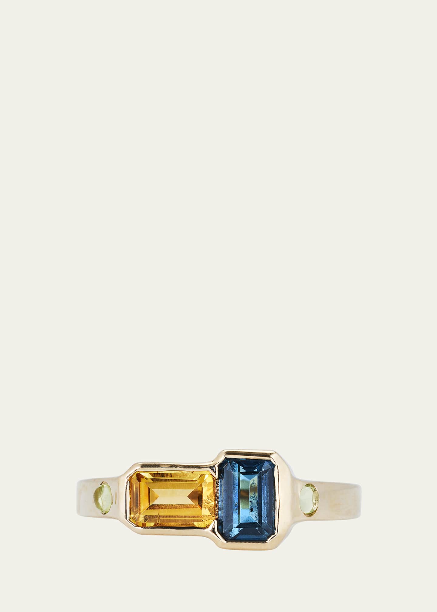 JOLLY BIJOU 14k Gold Orb Blue Topaz and Citrine Ring with Peridot ...