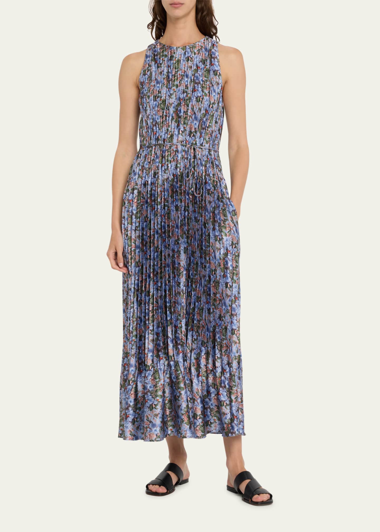 Vince Wild Primrose Pleated Pintuck Sleeveless Midi Dress - Bergdorf ...