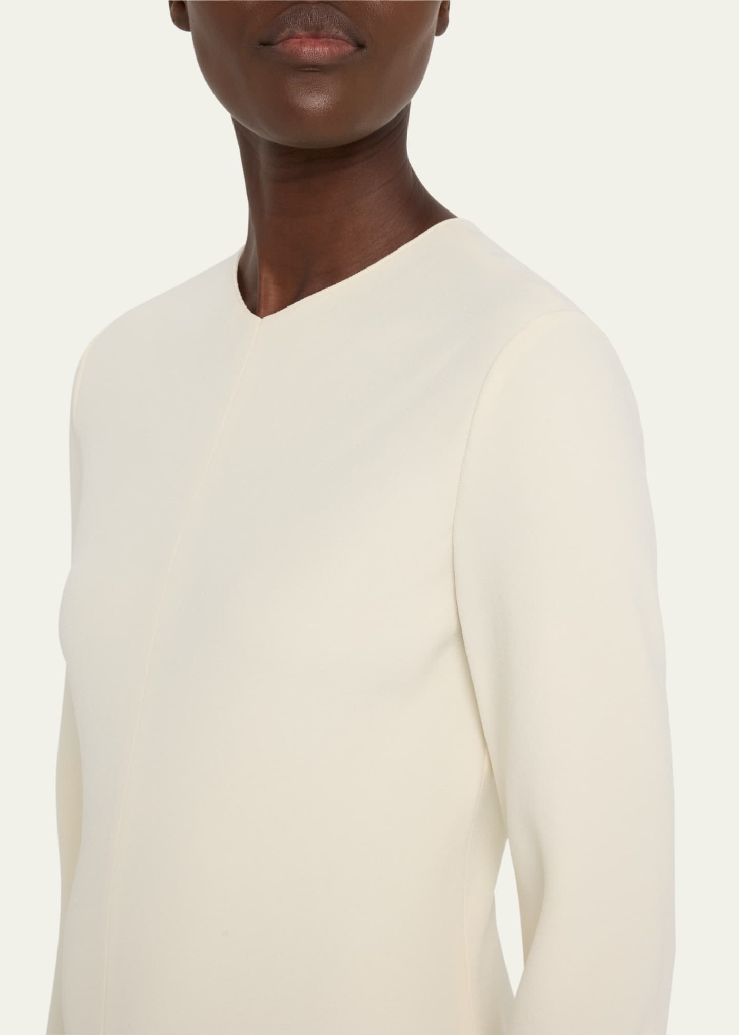 Vince Bias-Cut High V-Neck Long-Sleeve Midi Dress - Bergdorf Goodman