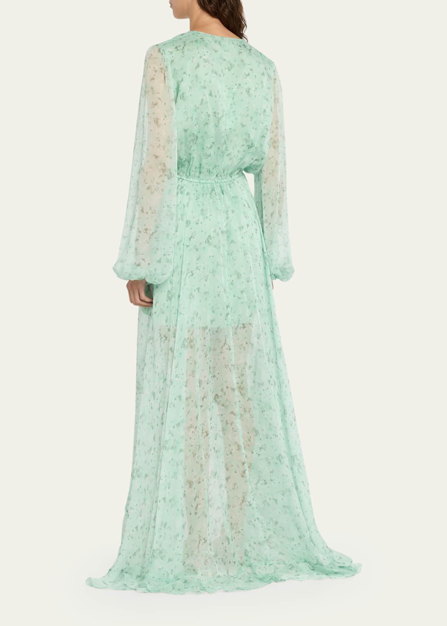 Caroline Constas Liv Floral Silk High-Low Faux-Wrap Gown - Bergdorf Goodman