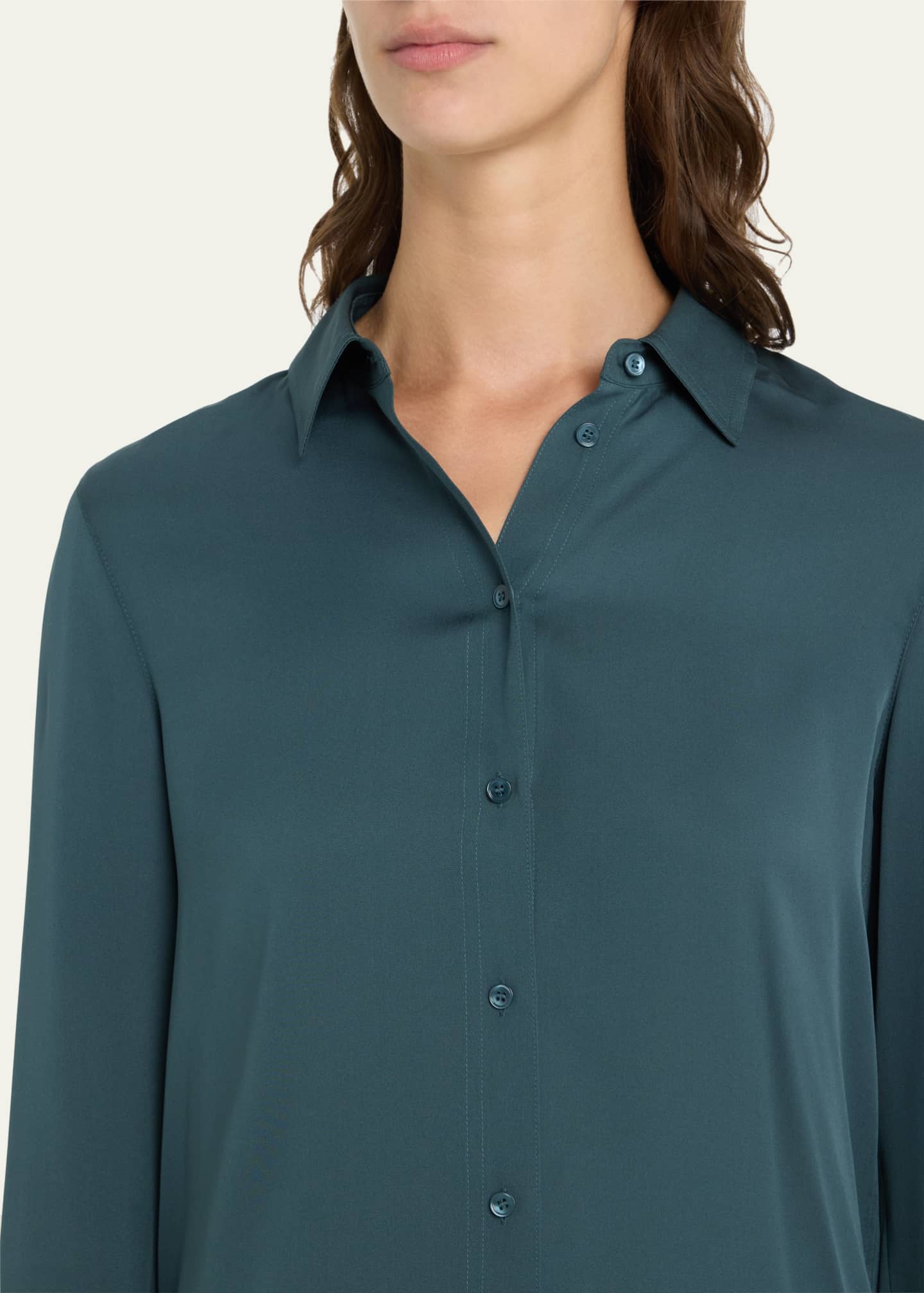 Vince Slim-Fitted Stretch Silk Button-Front Blouse - Bergdorf Goodman